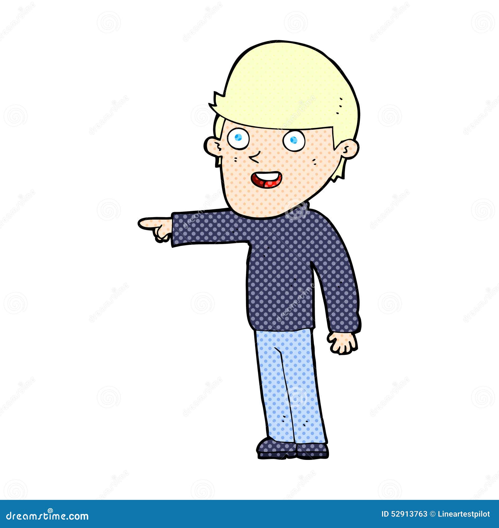 Comic cartoon pointing man stock illustration. Illustration of happy ...