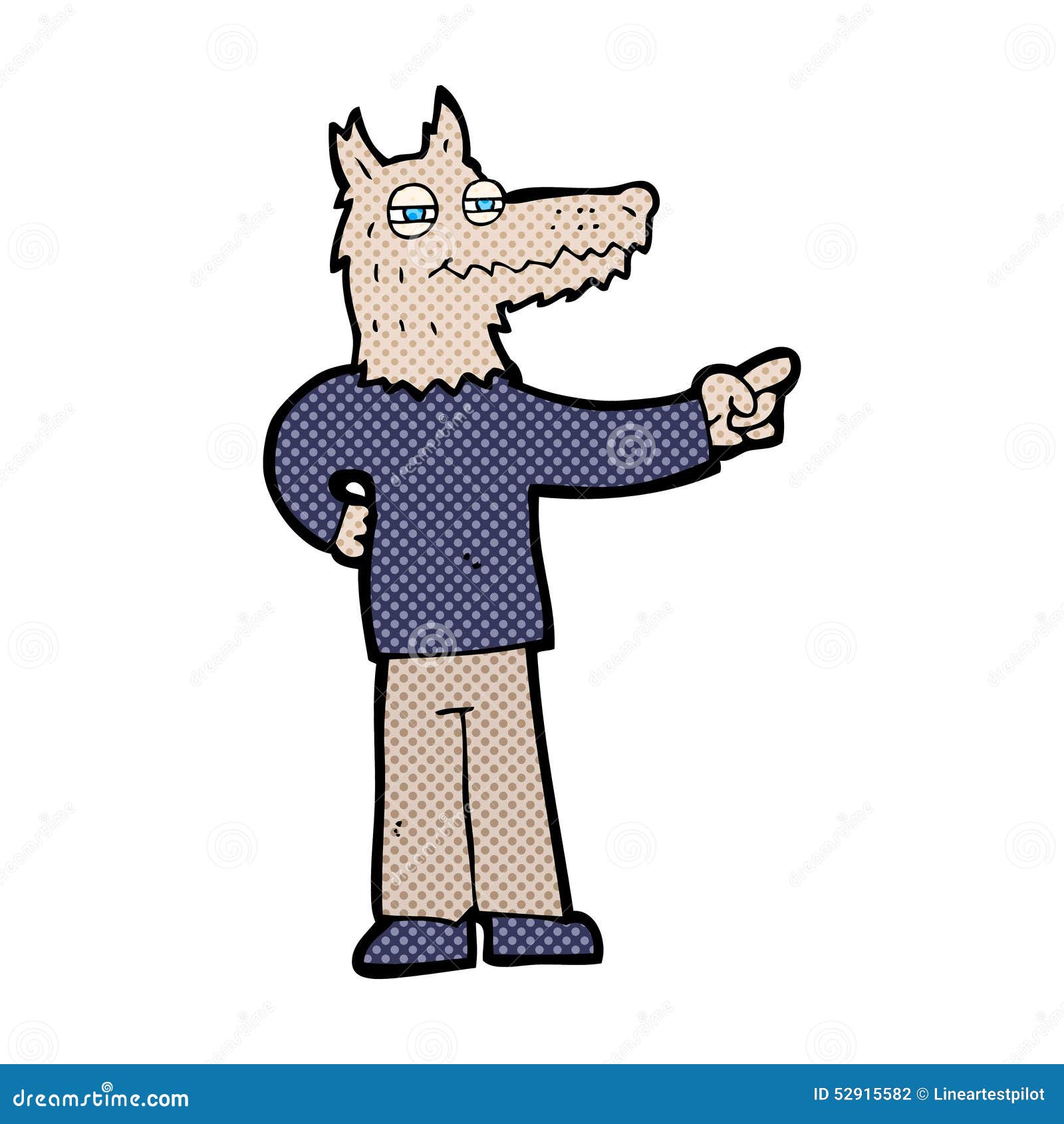 Comic Cartoon Pointing Wolf Man Stock Illustration - Illustration of ...