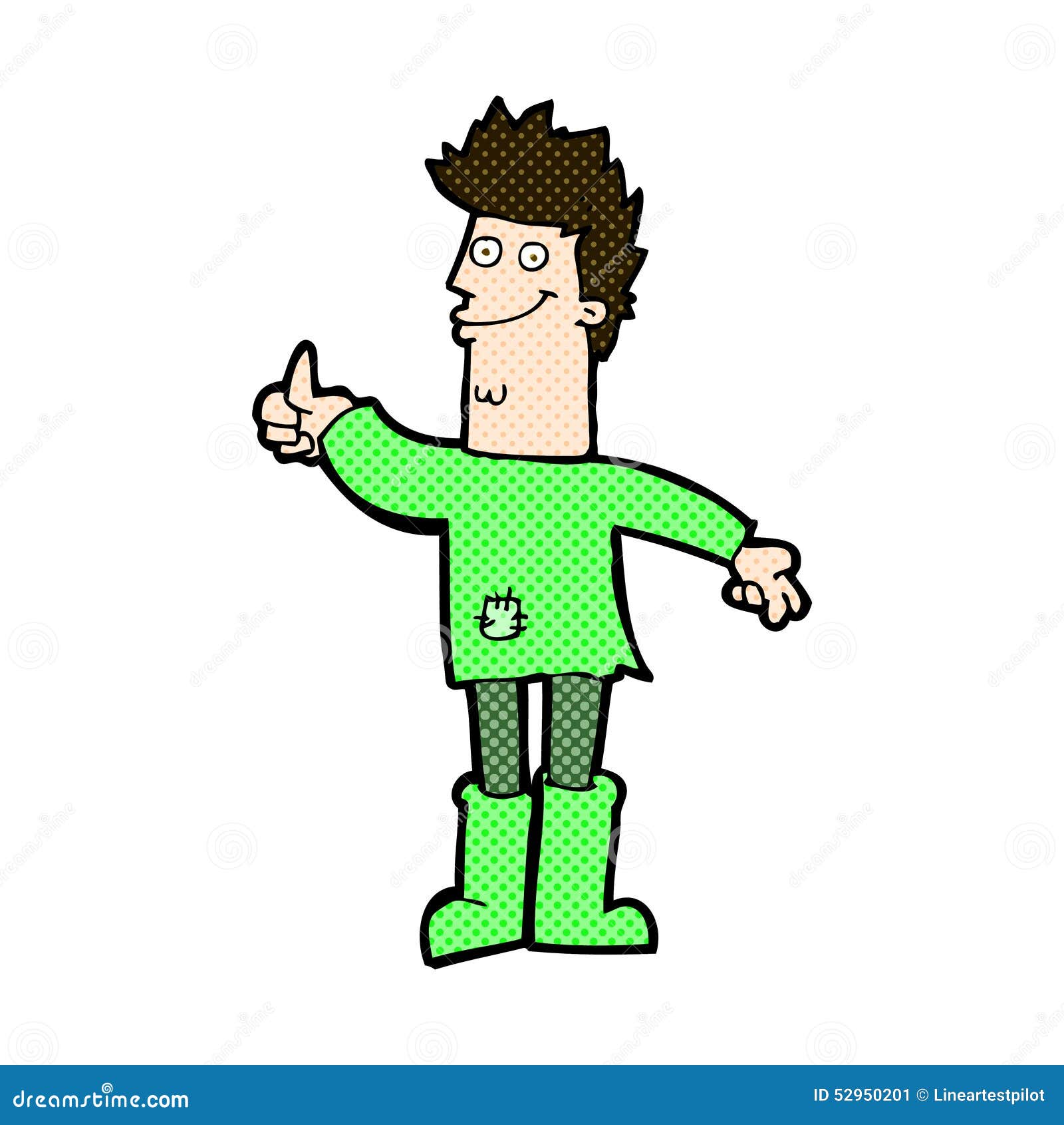 Comic Cartoon Positive Thinking Man in Rags Stock Illustration ...