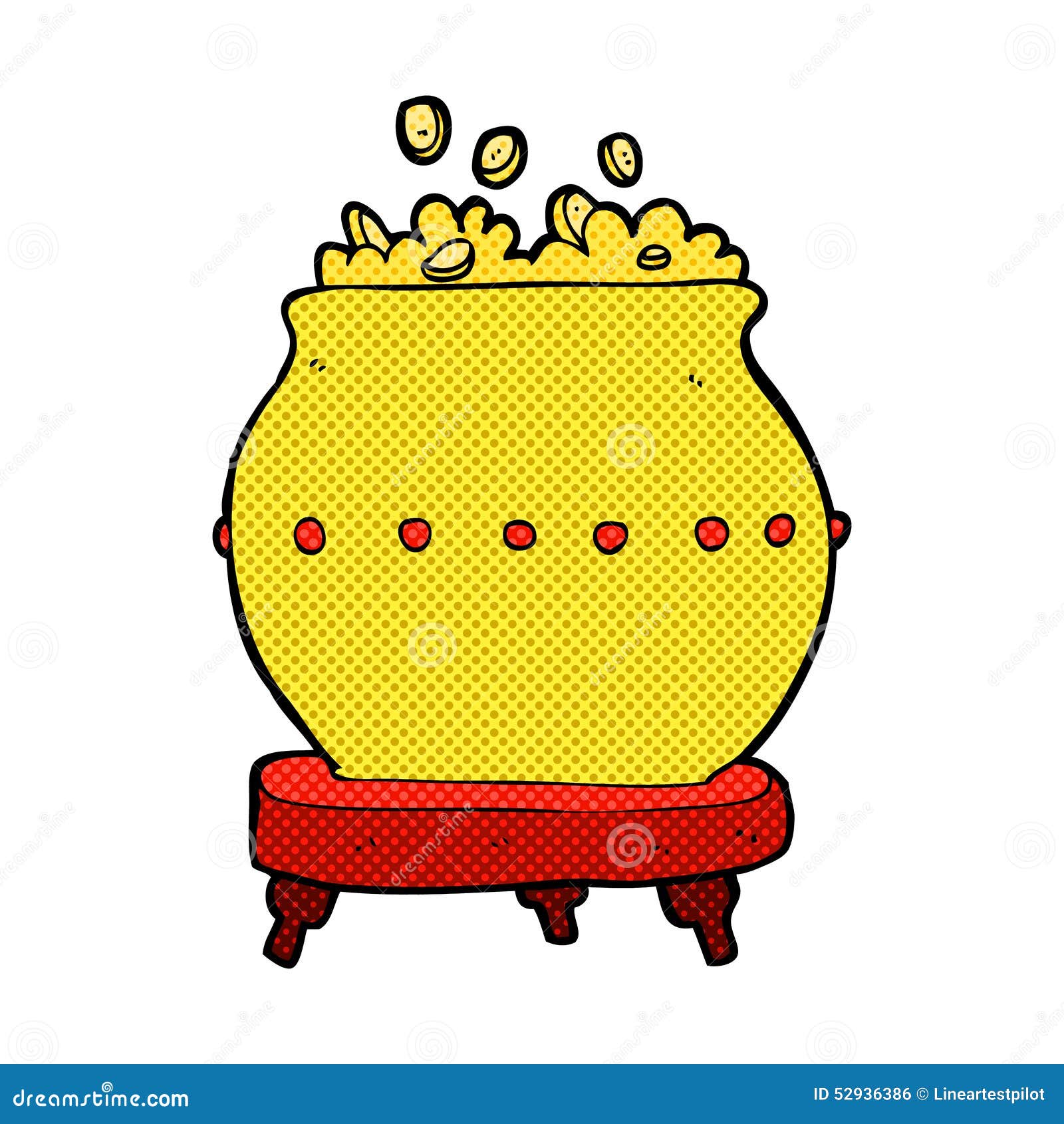 Comic cartoon pot of gold stock illustration. Illustration of cheerful ...