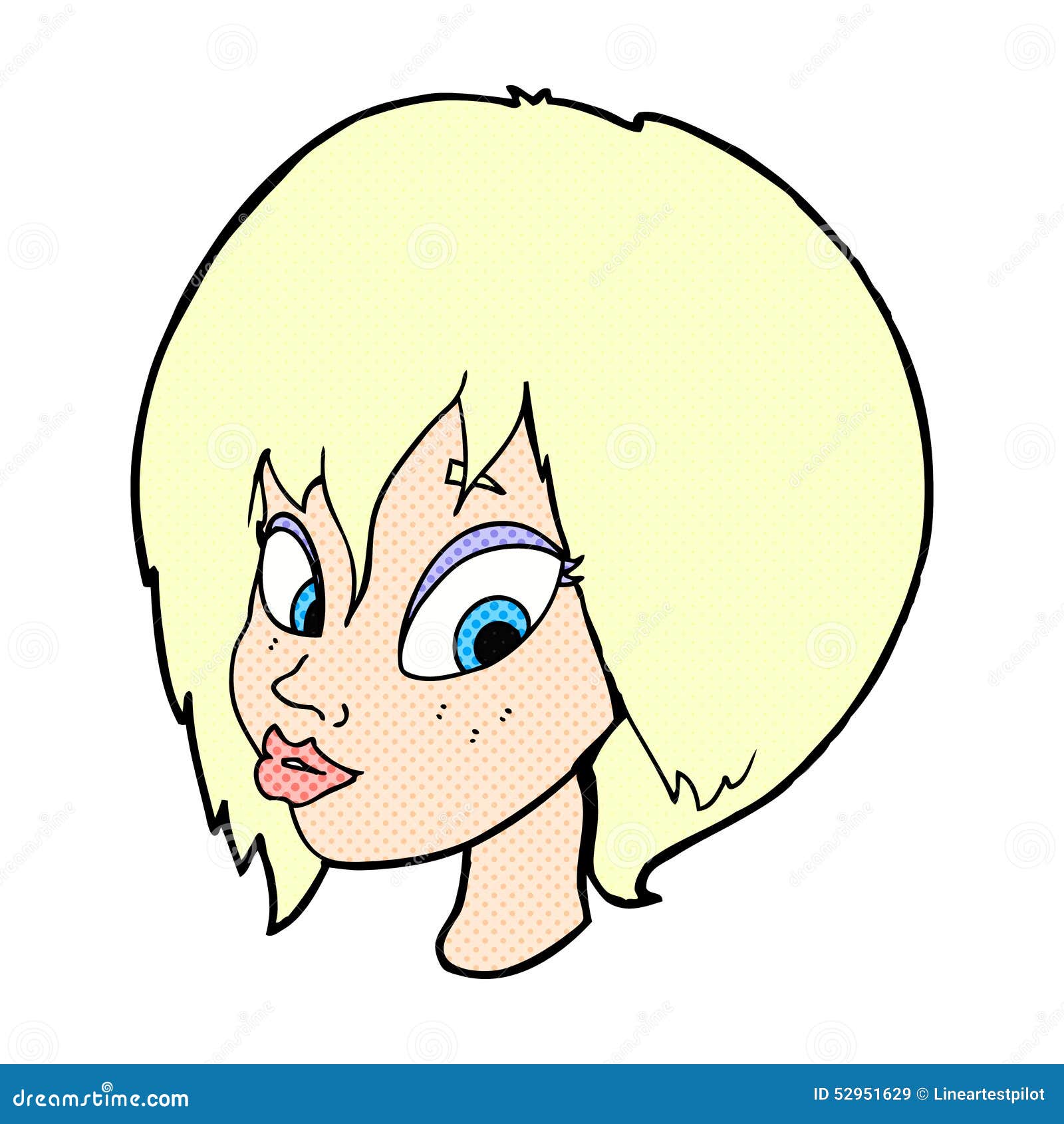 Comic Cartoon Pretty Female Face Pouting Stock Illustration ...