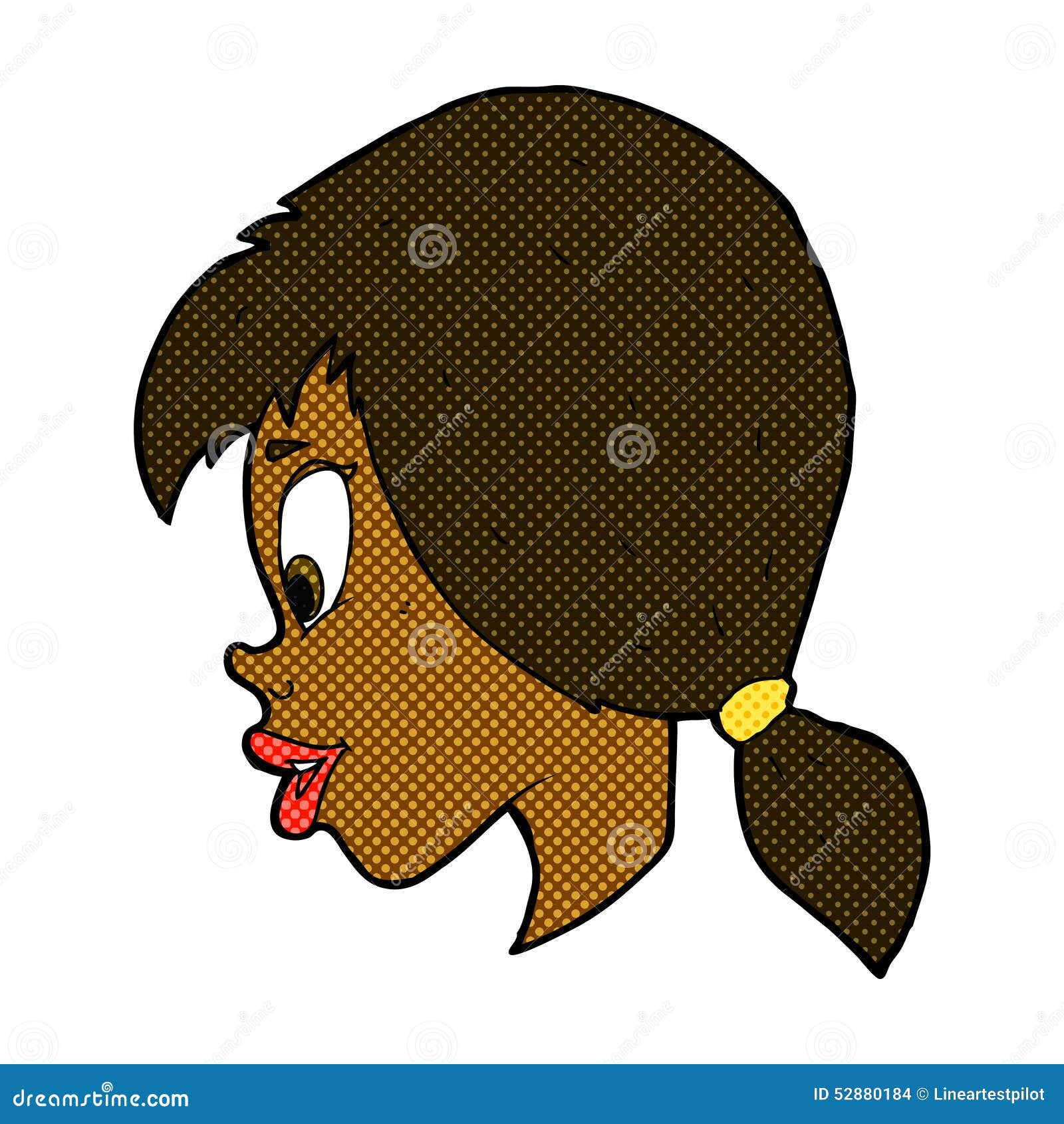 Comic Cartoon Pretty Female Face Stock Illustration - Illustration of ...
