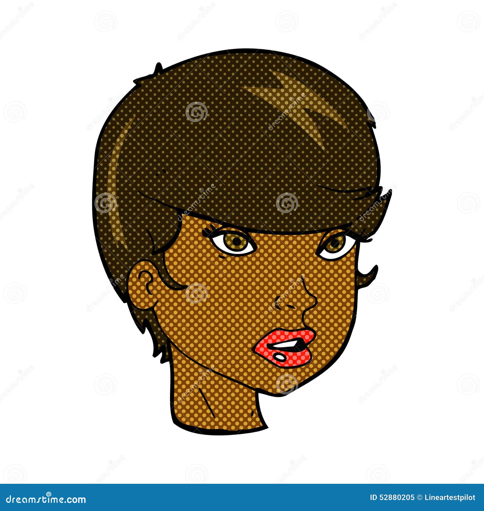 Comic Cartoon Pretty Female Face Stock Illustration - Illustration of ...