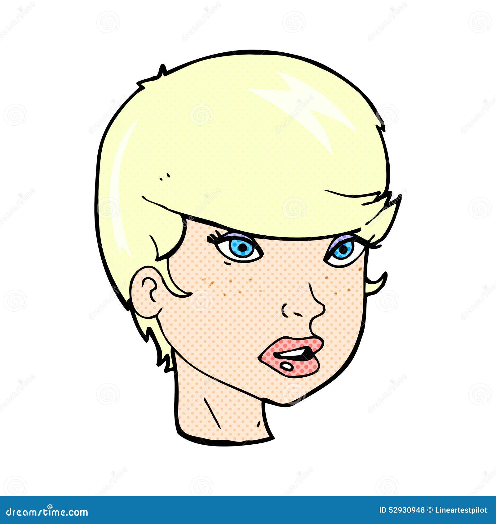 Comic Cartoon Pretty Female Face Stock Illustration - Illustration of ...