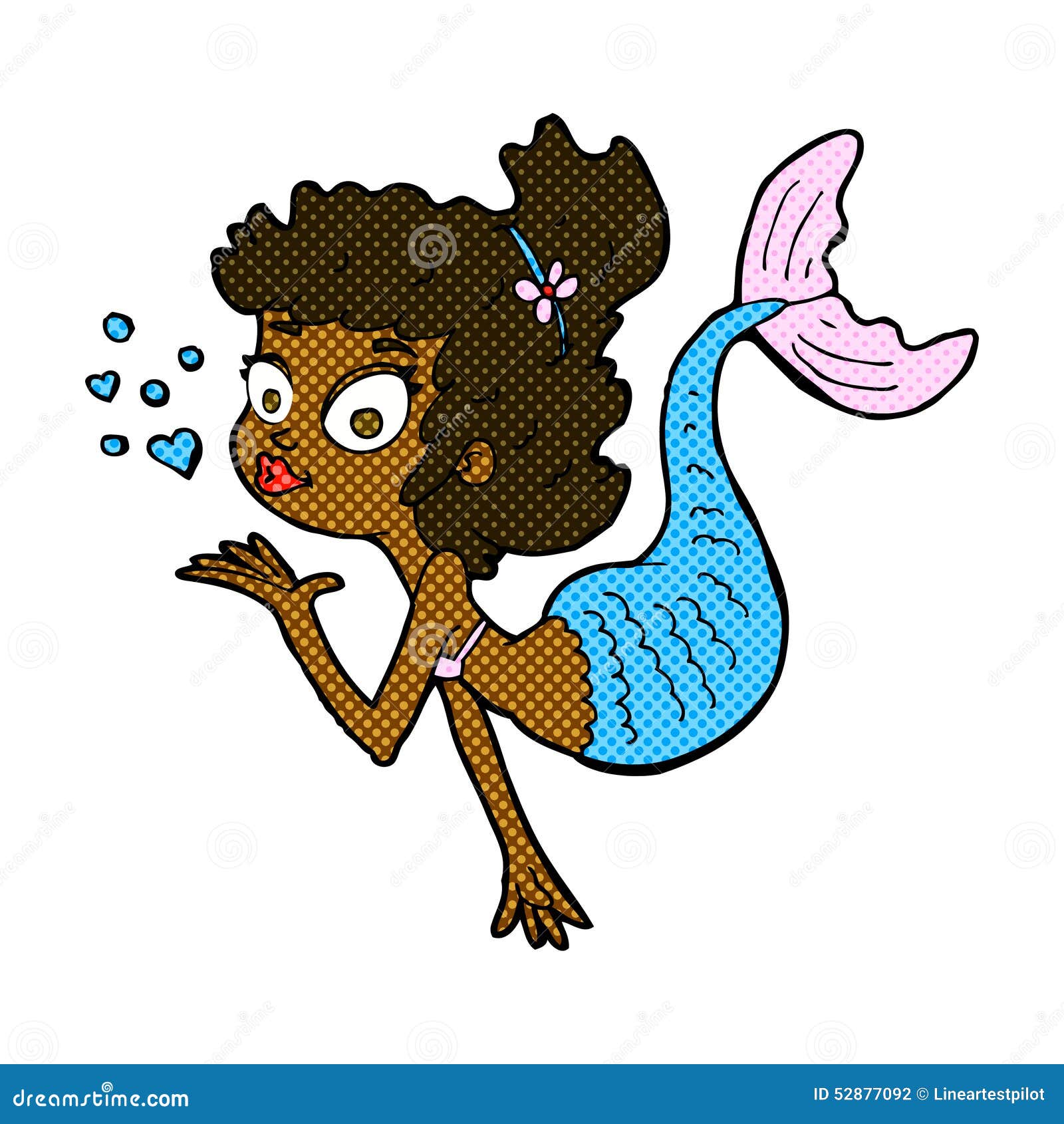 Comic Cartoon Pretty Mermaid Stock Illustration - Illustration of ...