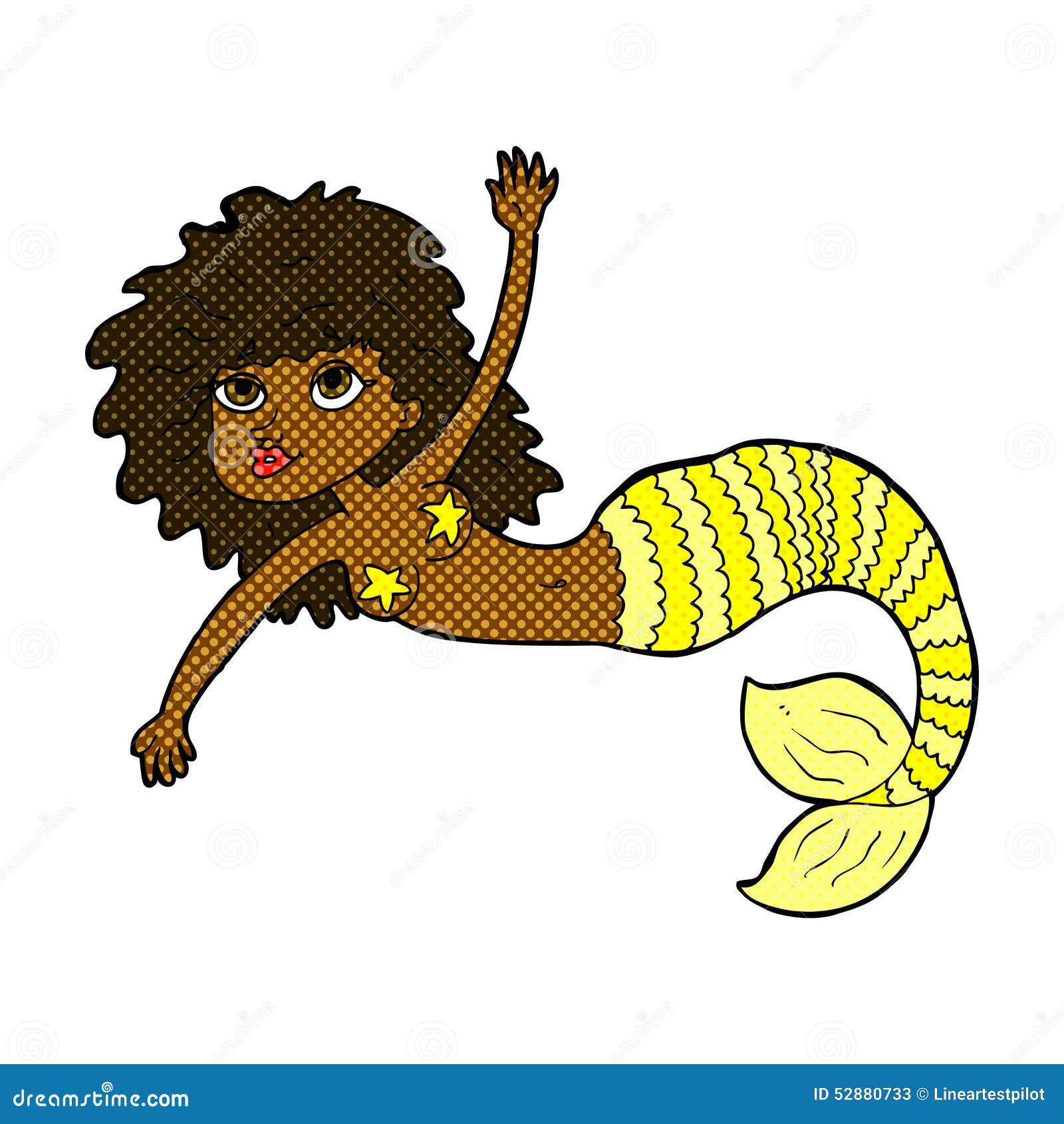 Comic Cartoon Pretty Mermaid Stock Illustration - Illustration of hand ...