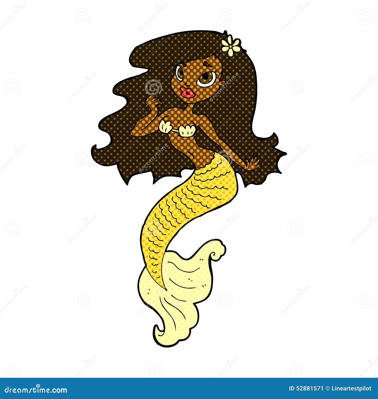 Comic Cartoon Pretty Mermaid Stock Illustration - Illustration of ...