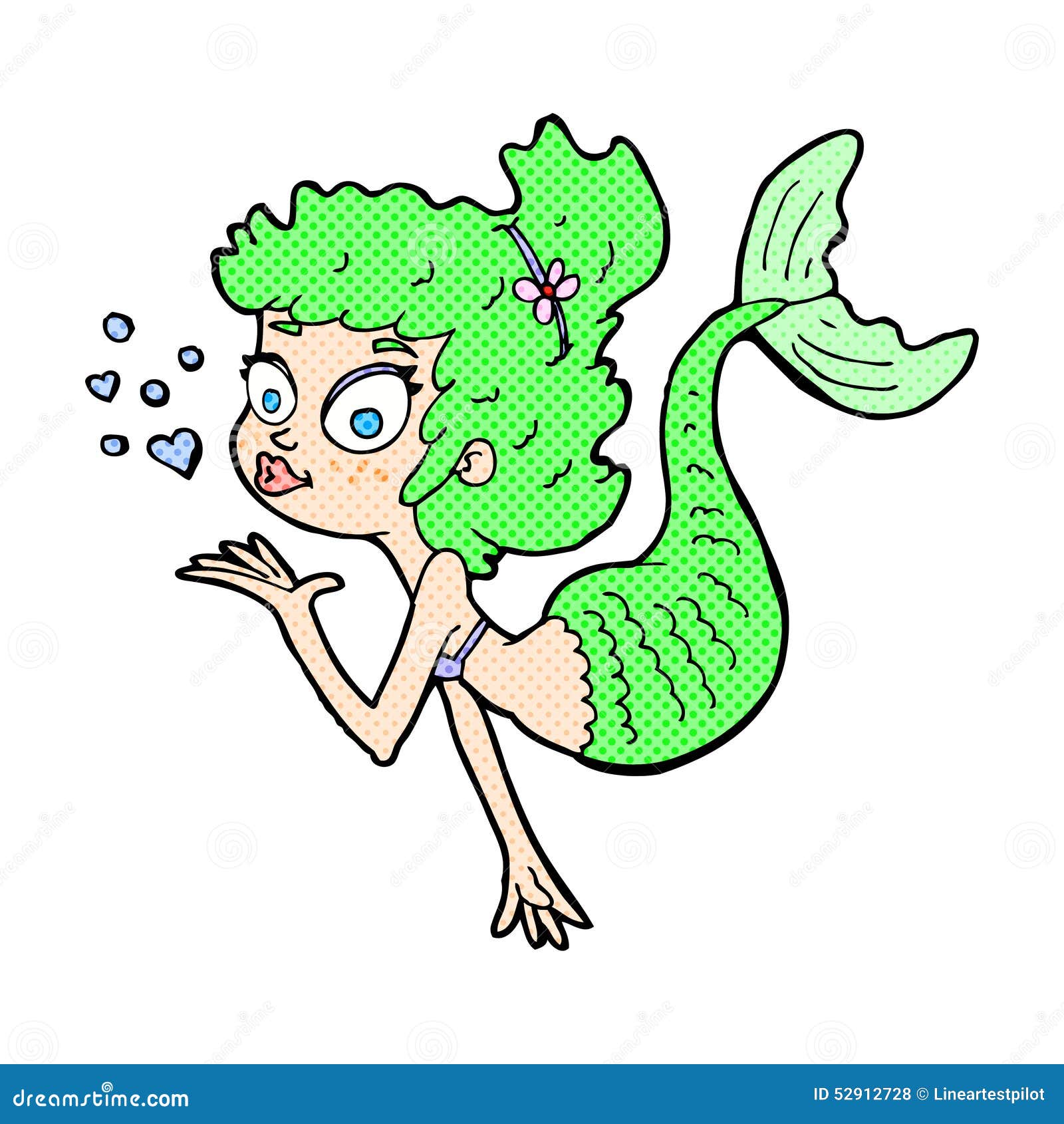 Comic Cartoon Pretty Mermaid Stock Illustration - Illustration of ...
