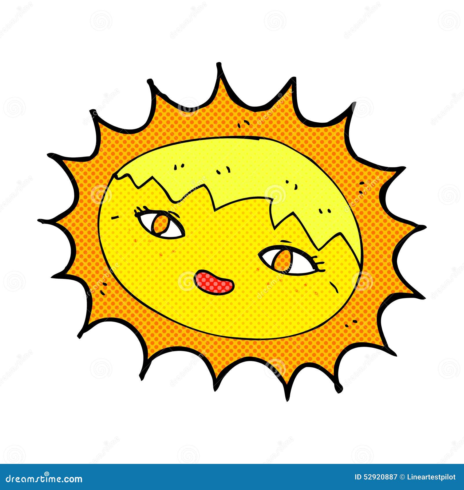 Comic cartoon pretty sun stock illustration. Illustration of print ...