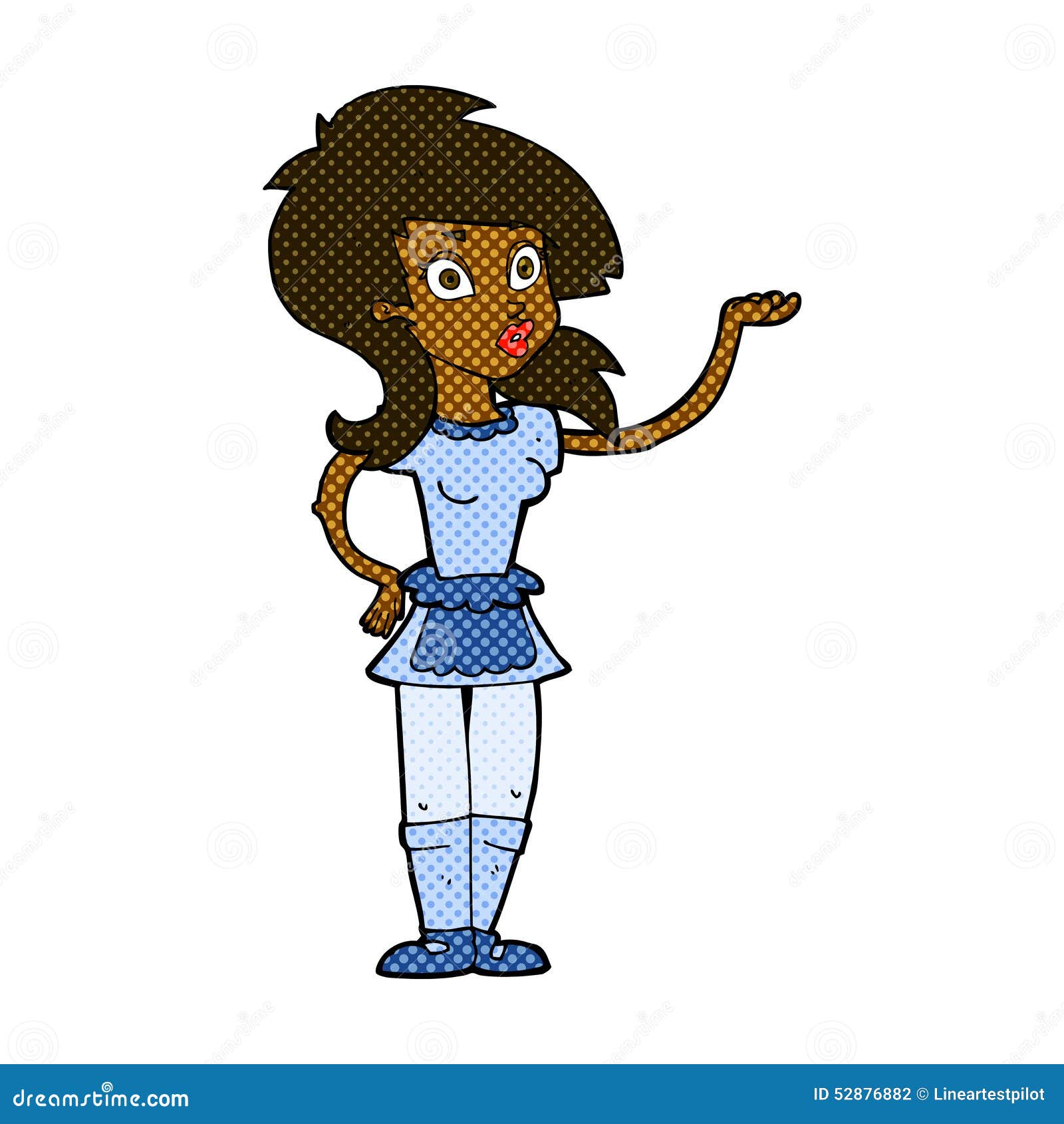 Comic Cartoon Pretty Waitress Stock Illustration - Illustration of ...