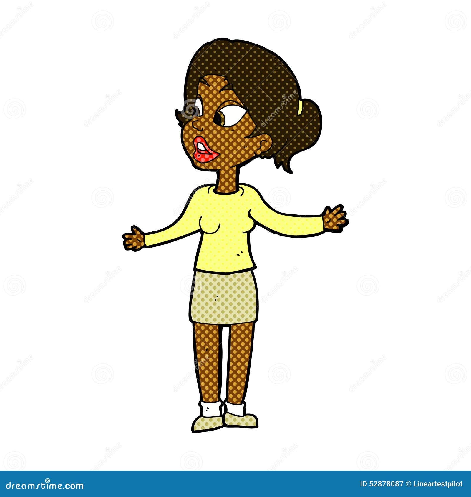 Comic Cartoon Pretty Woman Explaining Something Stock Illustration ...