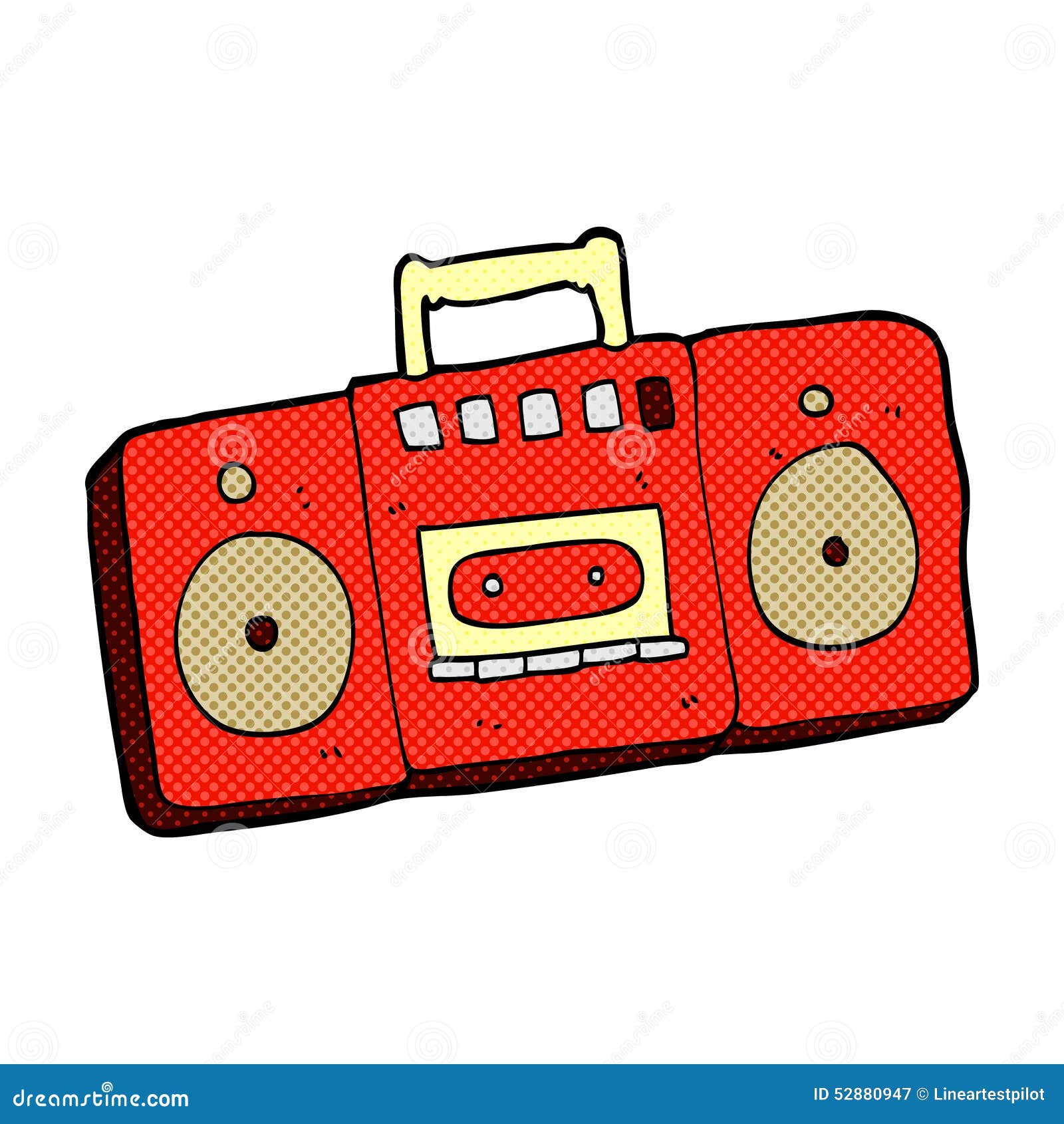 Comic Cartoon Radio Cassette Player Stock Illustration - Illustration ...
