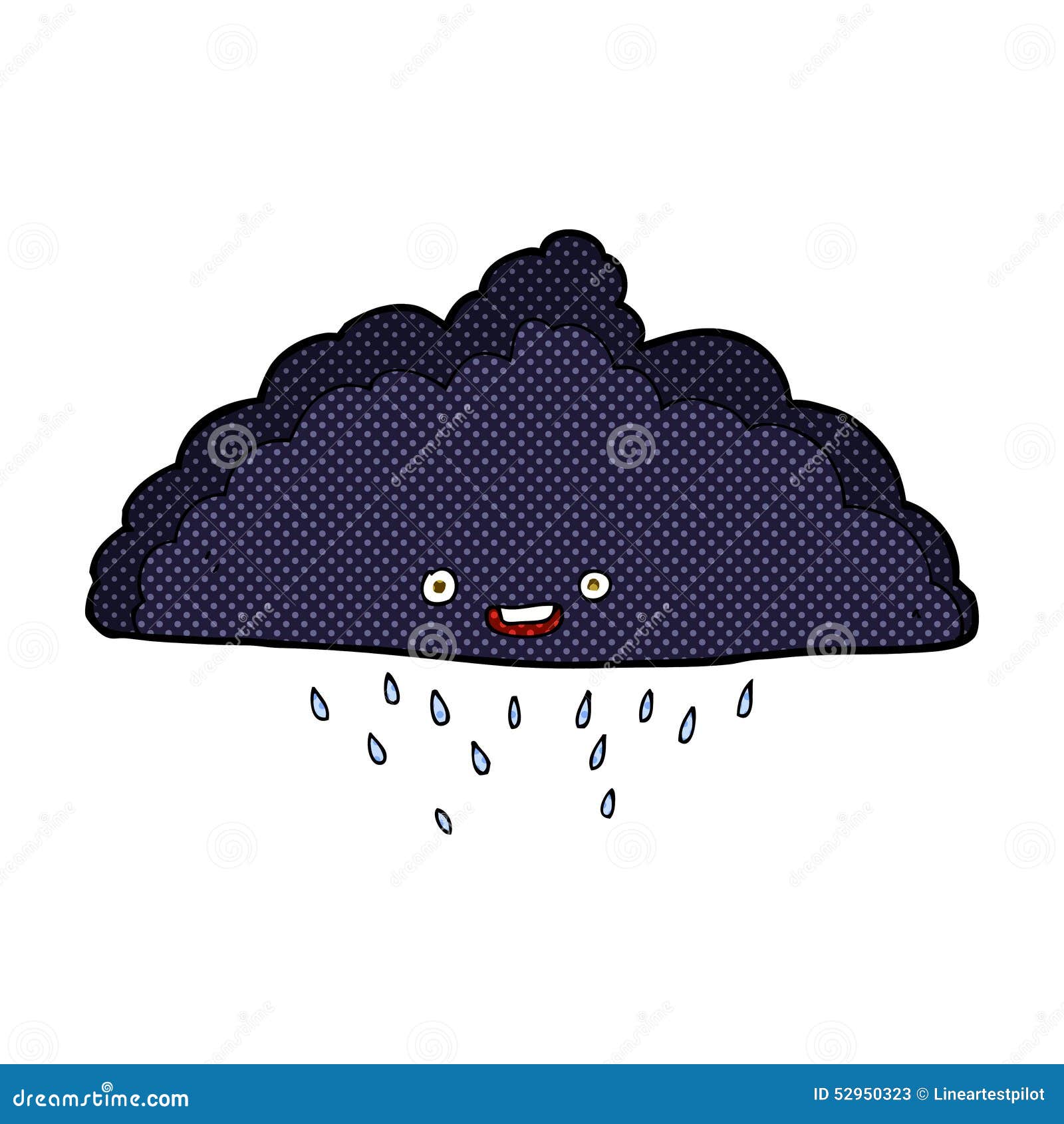Comic cartoon rain cloud stock illustration. Illustration of retro ...