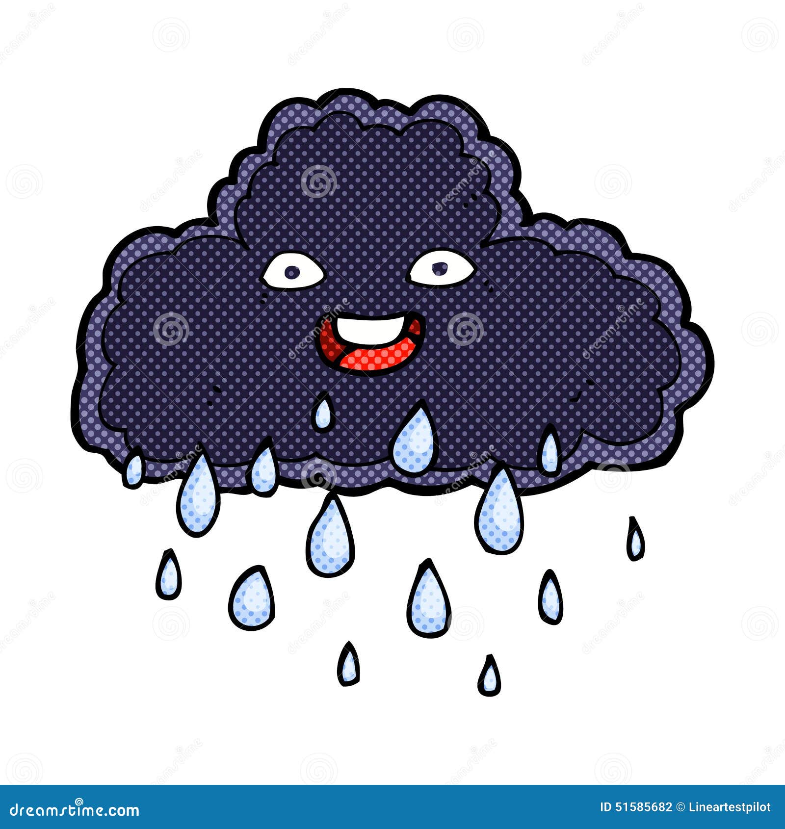 Comic cartoon raincloud stock illustration. Illustration of raincloud ...