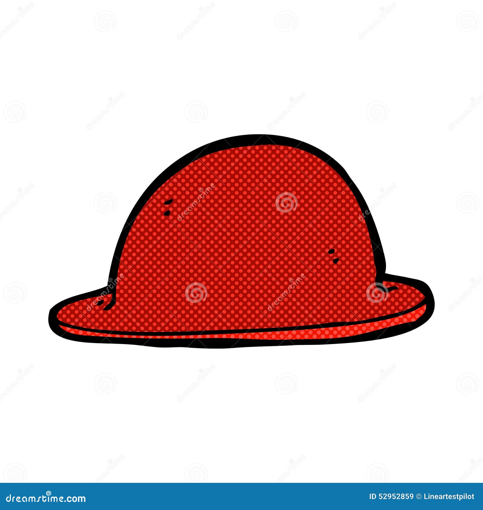 Comic Cartoon Red Bowler Hat Stock Illustration - Illustration of print ...
