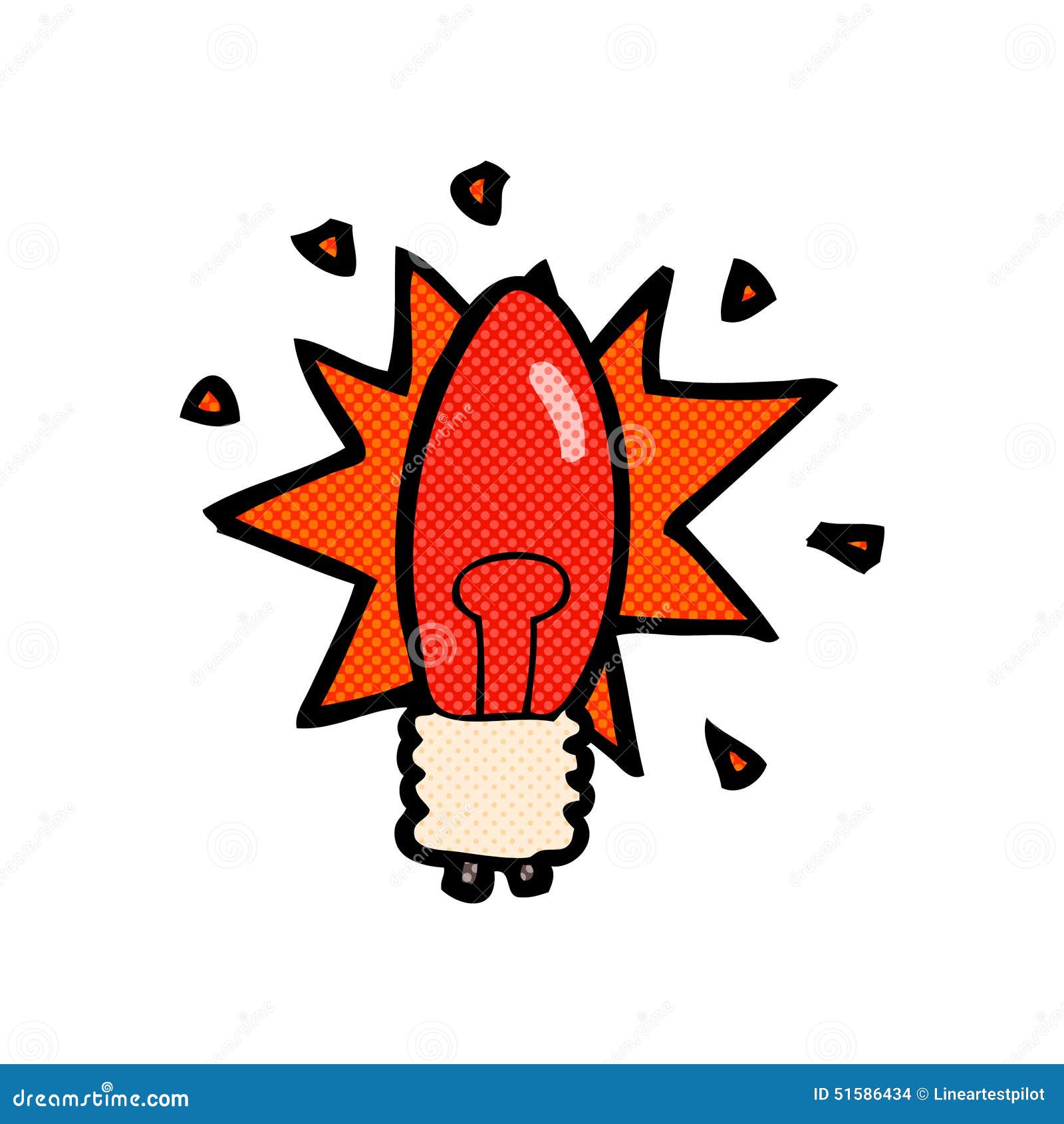 Comic Cartoon Red Light Bulb Stock Illustration - Illustration of ...