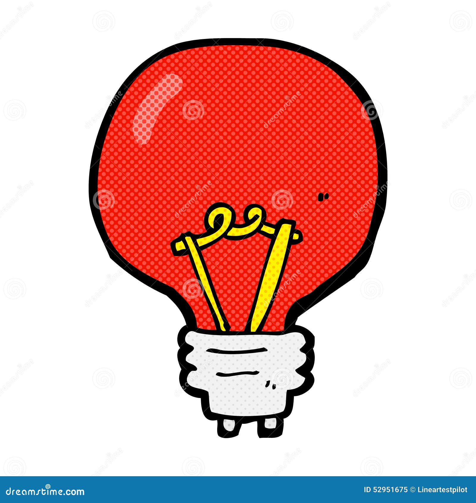Comic Cartoon Red Light Bulb Stock Illustration - Illustration of light ...