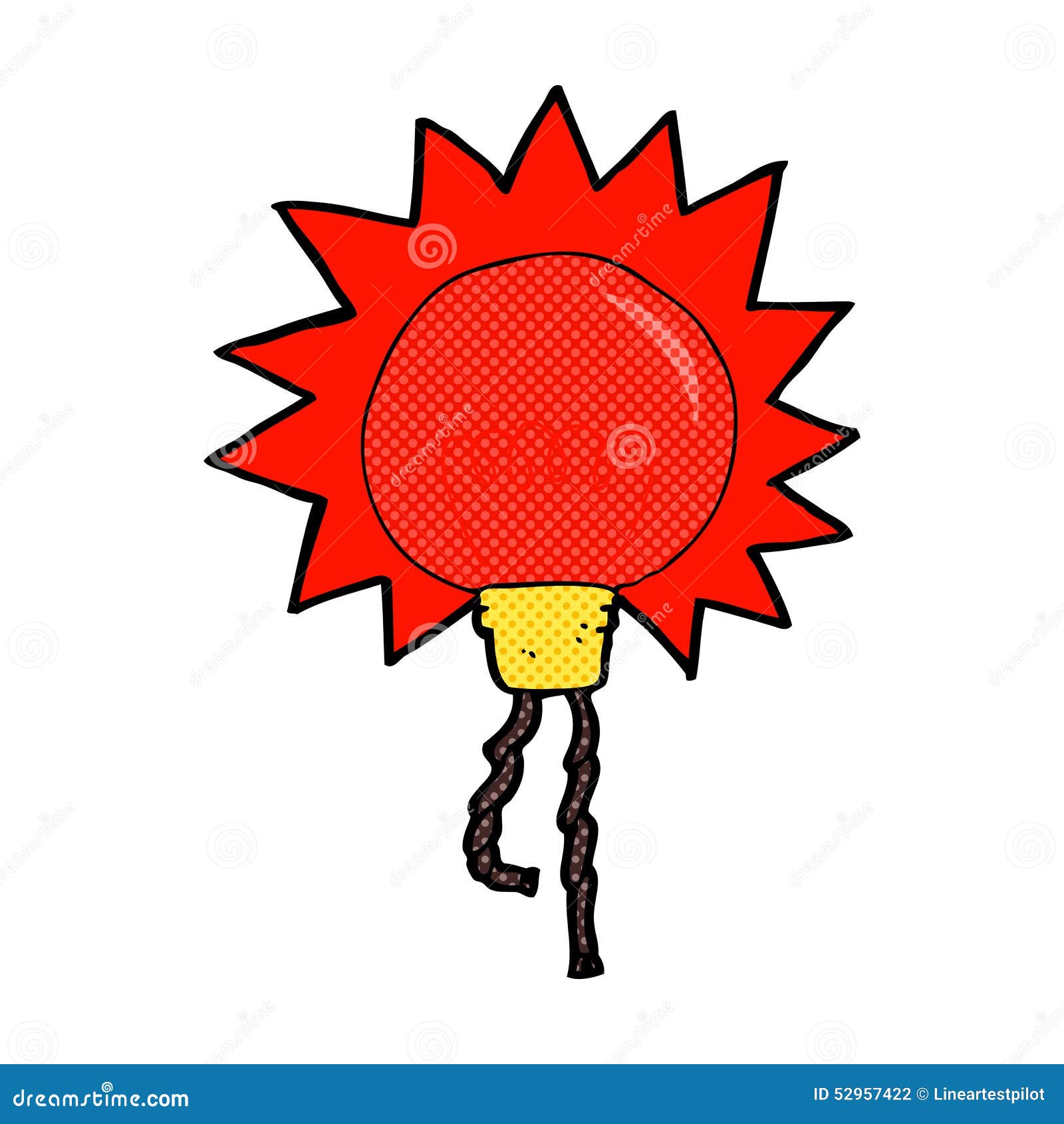 Comic Cartoon Red Light Bulb Stock Illustration - Illustration of silly ...