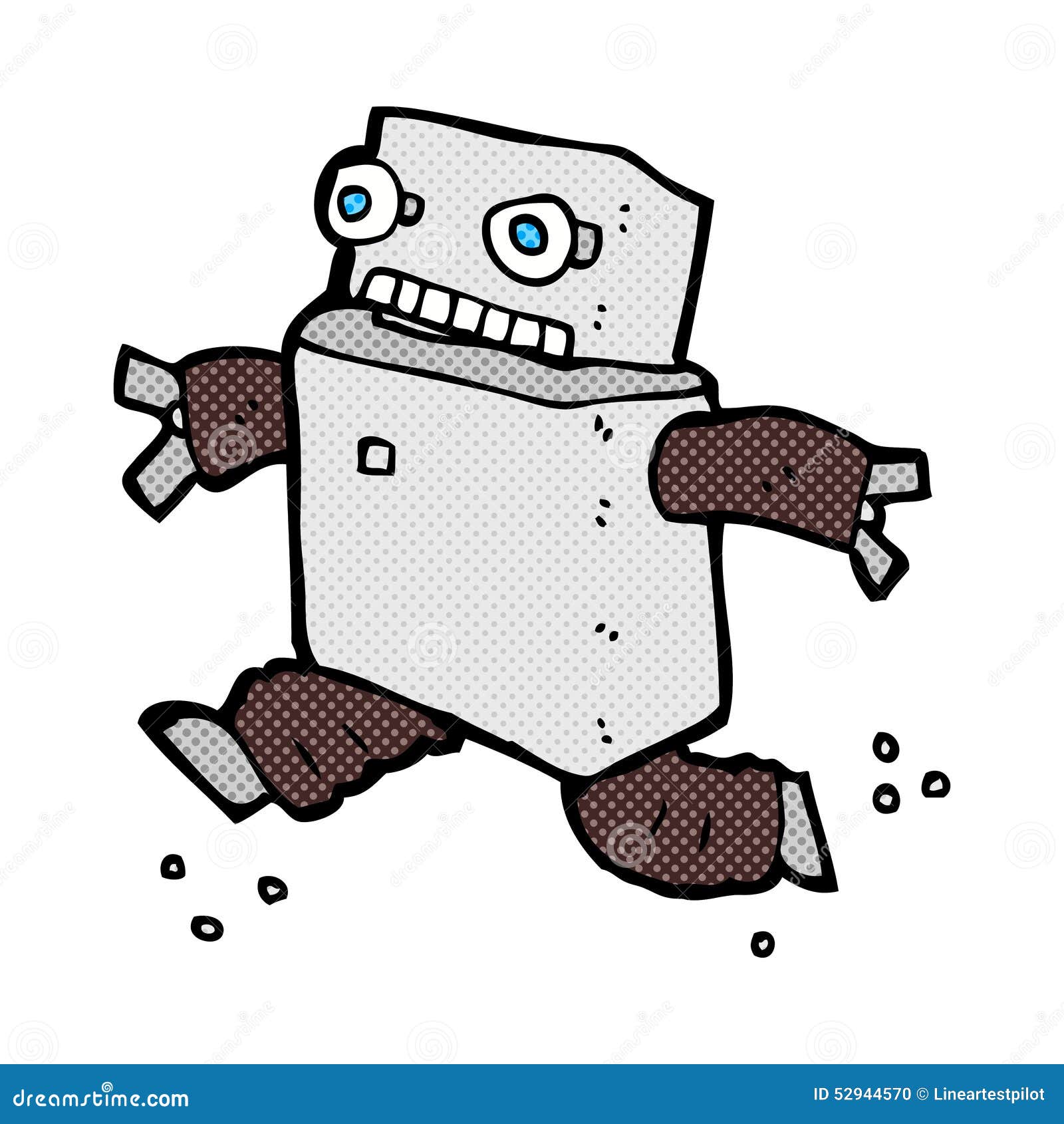 Comic Cartoon Running Robot Stock Illustration - Illustration of design ...