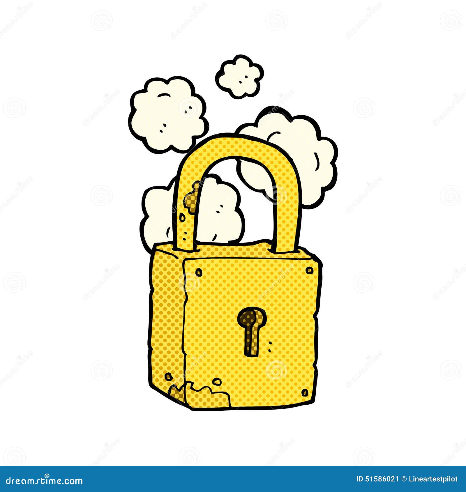 Comic cartoon rusty lock stock illustration. Illustration of funny ...