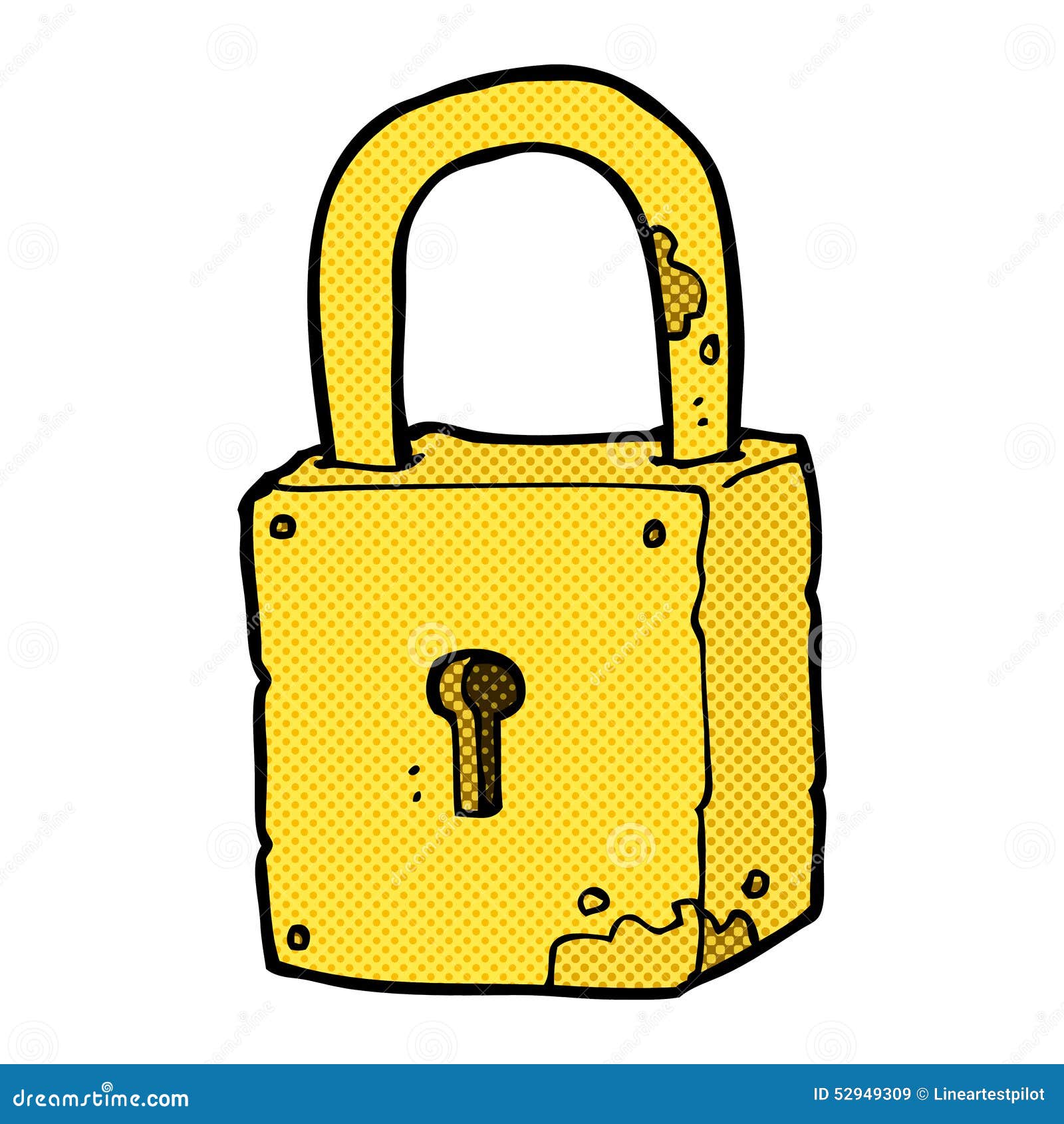 Comic cartoon rusty lock stock illustration. Illustration of padlock ...