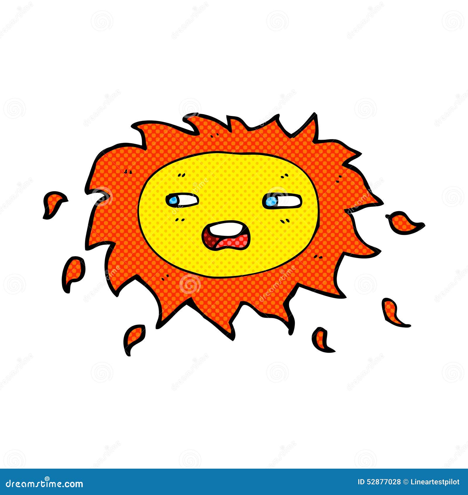 Comic cartoon sad sun stock illustration. Illustration of doodle - 52877028