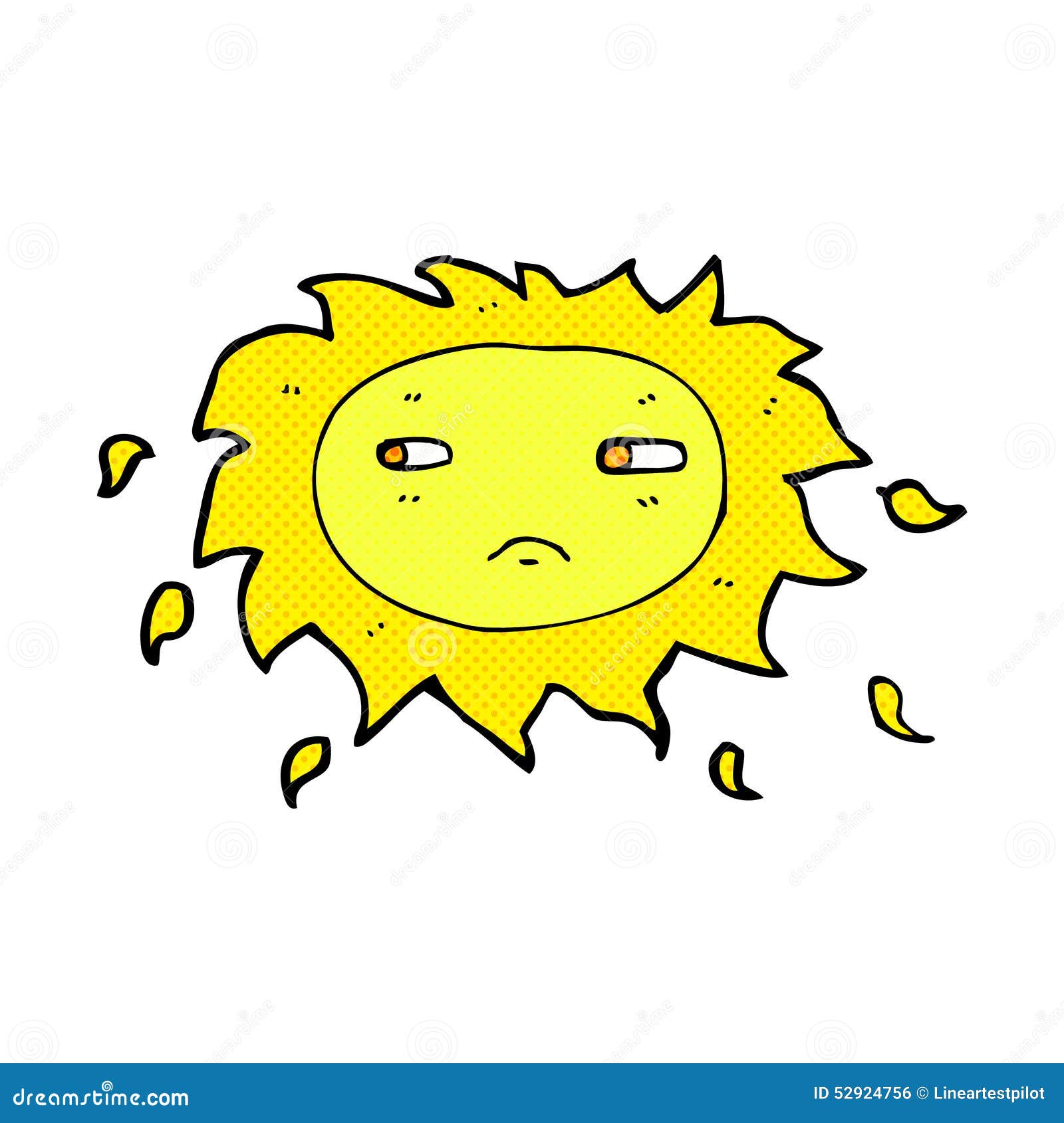 Comic cartoon sad sun stock illustration. Illustration of weather ...
