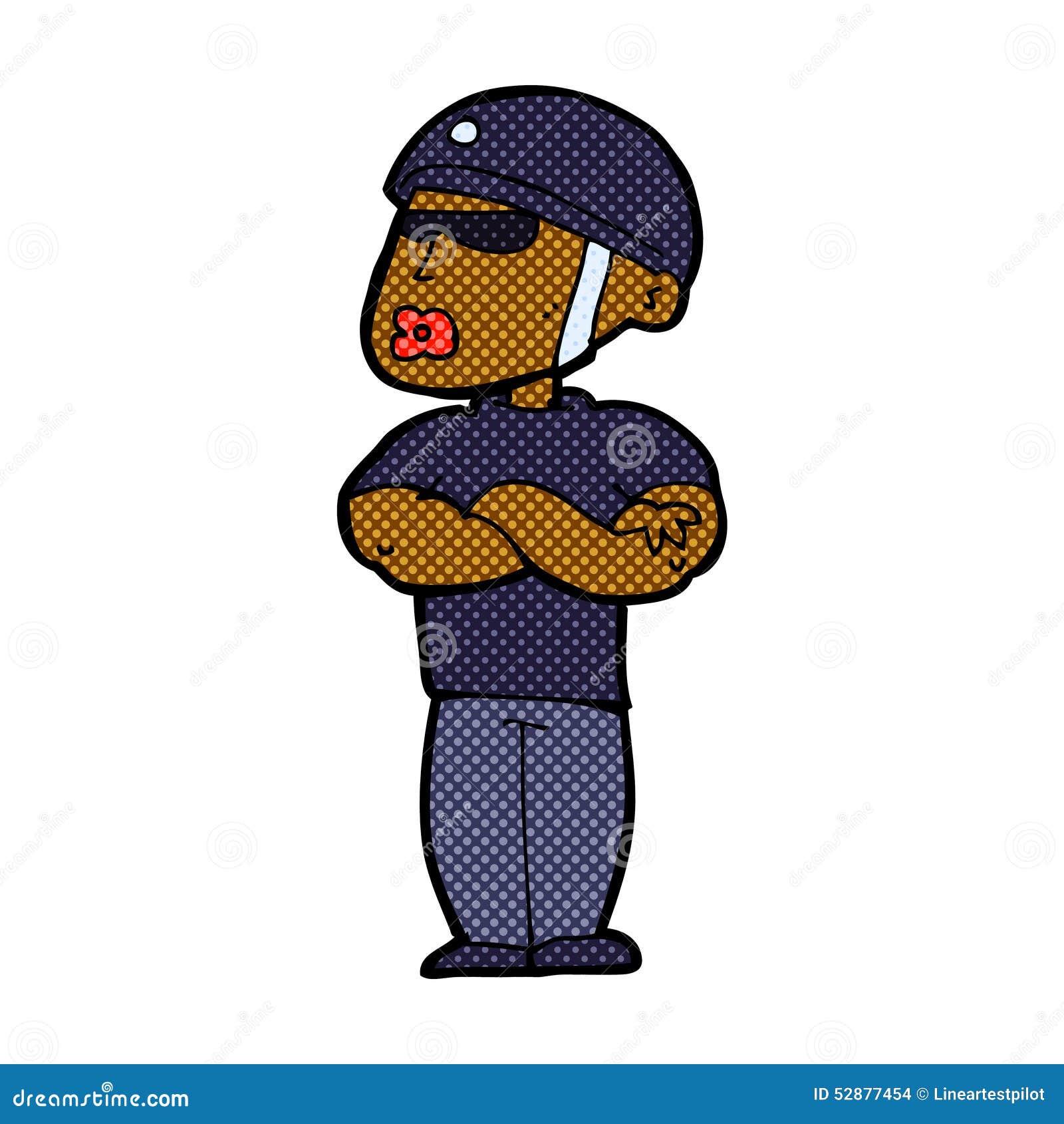 Comic Cartoon Security Guard Stock Illustration - Illustration of hand ...