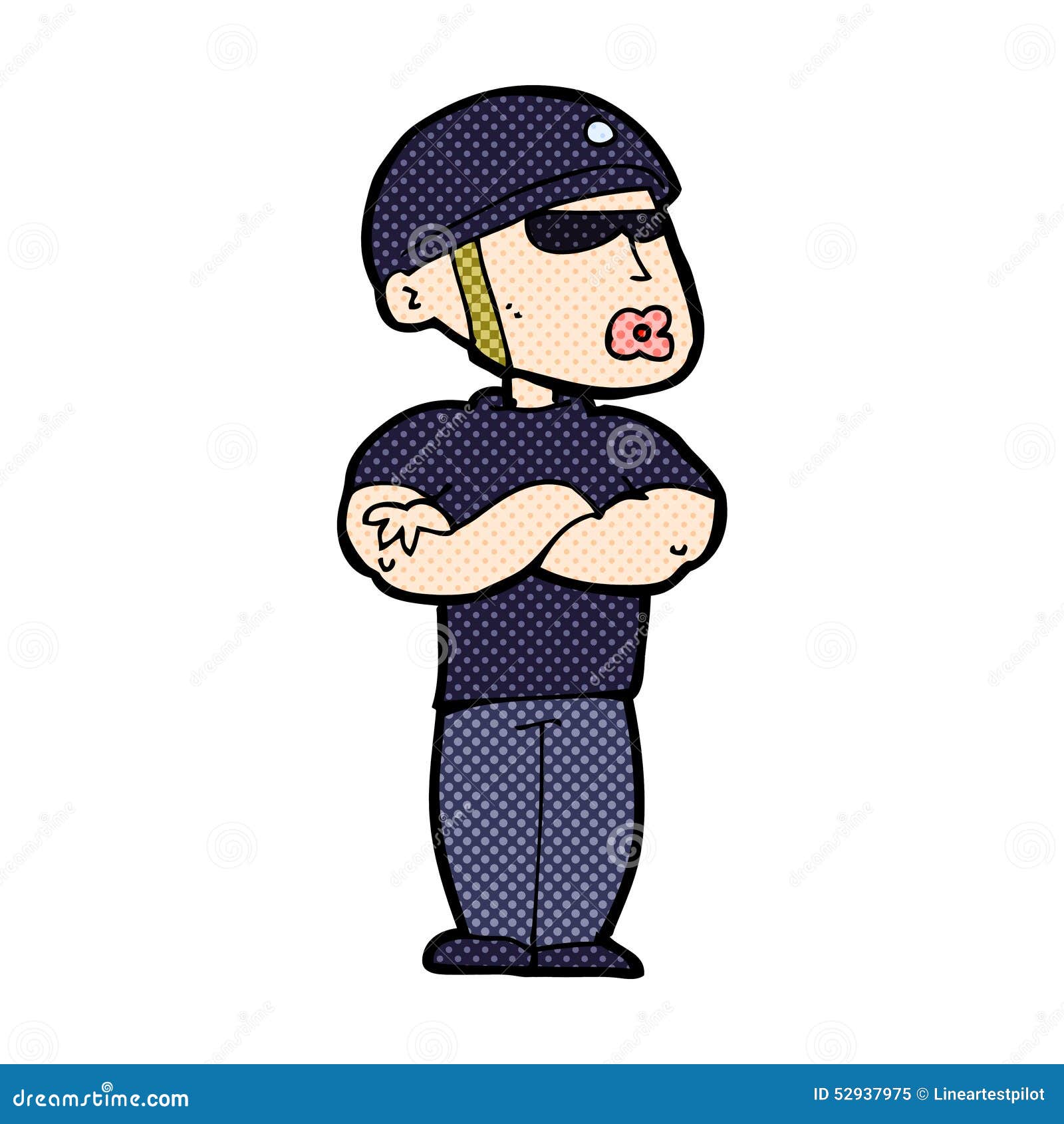 Cartoon Security Guard Policeman With Police Guard Dog | CartoonDealer ...