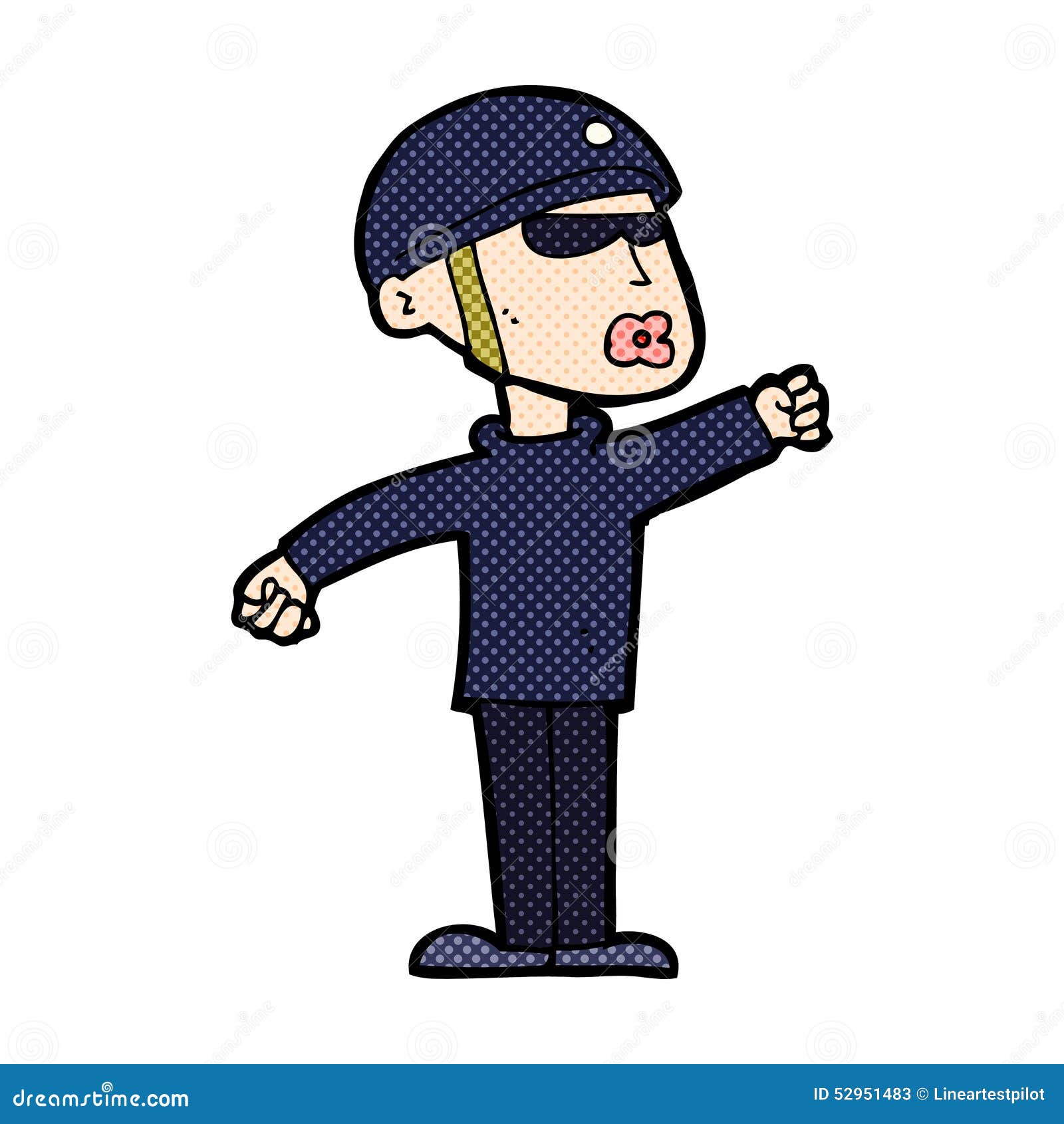 Comic cartoon security guy stock illustration. Illustration of uniform ...