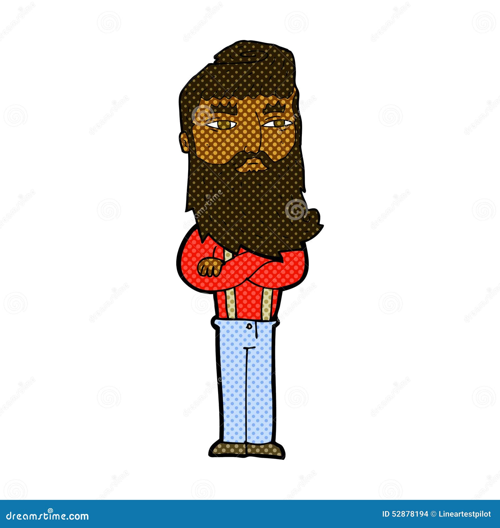 Comic Cartoon Serious Man with Beard Stock Illustration - Illustration ...
