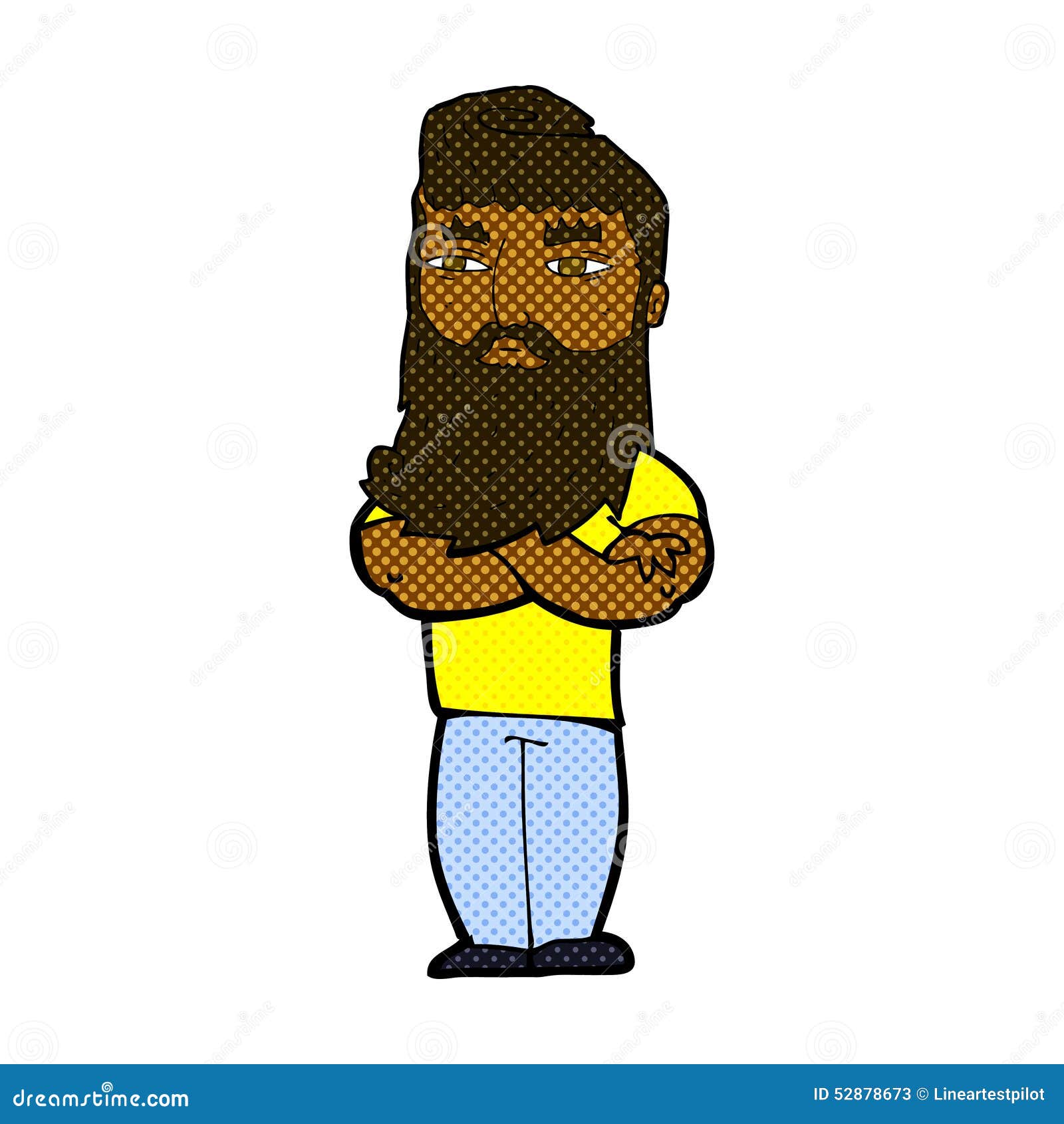 Comic Cartoon Serious Man with Beard Stock Illustration - Illustration ...