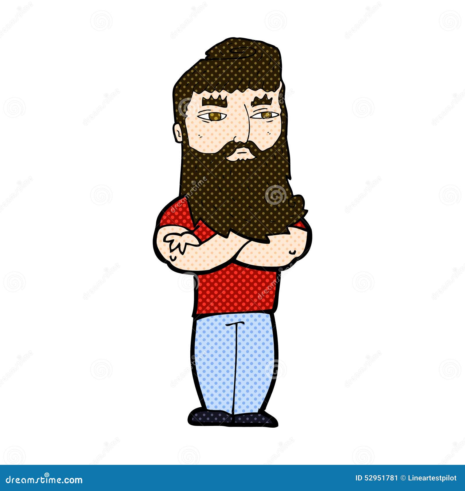 Comic Cartoon Serious Man with Beard Stock Illustration - Illustration ...