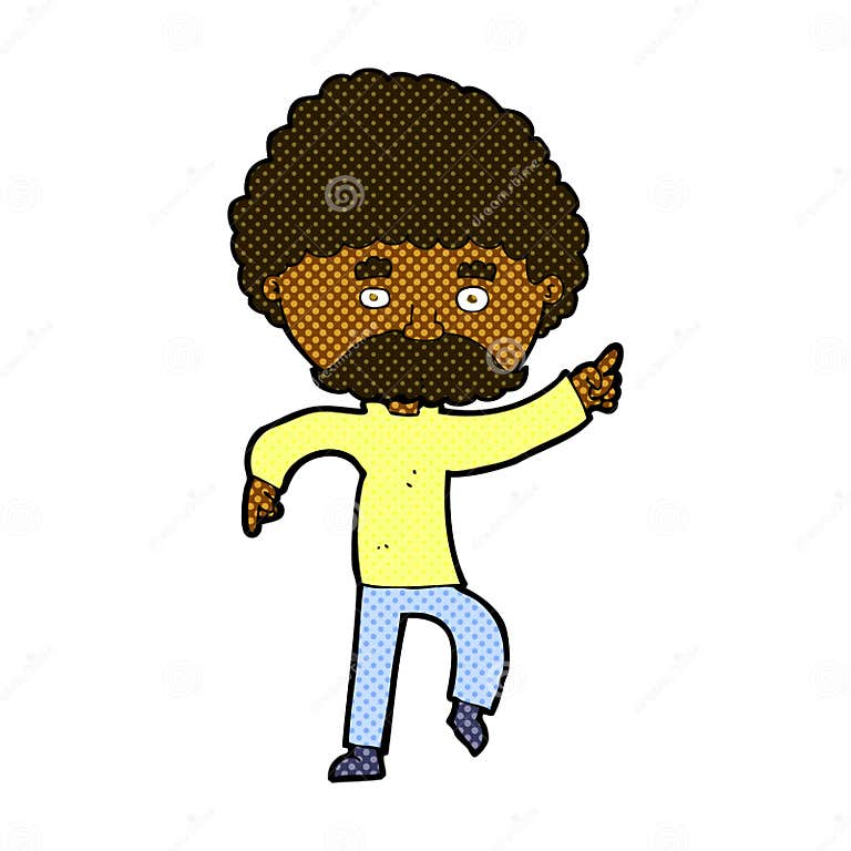 Comic Cartoon Seventies Style Man Disco Dancing Stock Illustration
