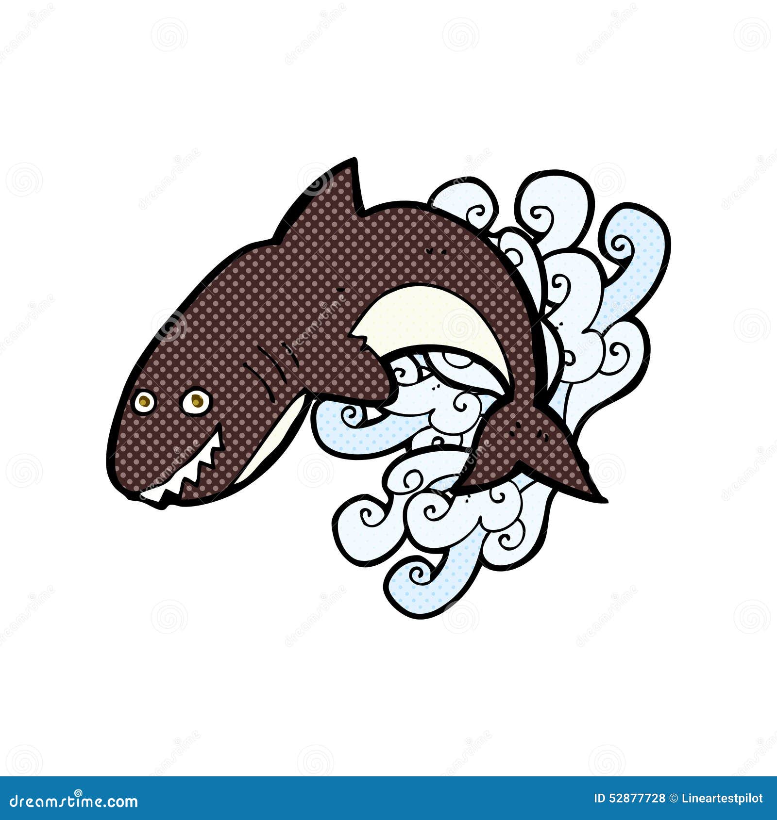 Comic cartoon shark stock illustration. Illustration of silly - 52877728