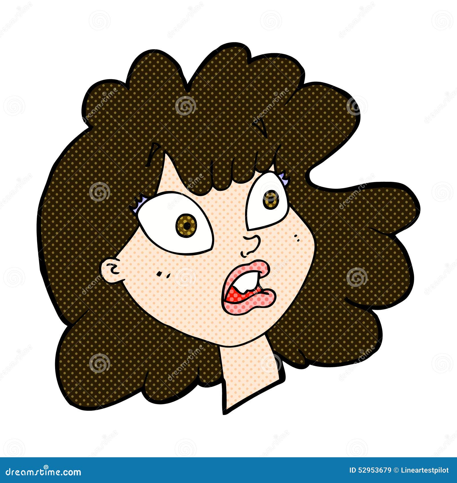 Comic Cartoon Shocked Female Face Stock Illustration - Illustration of ...