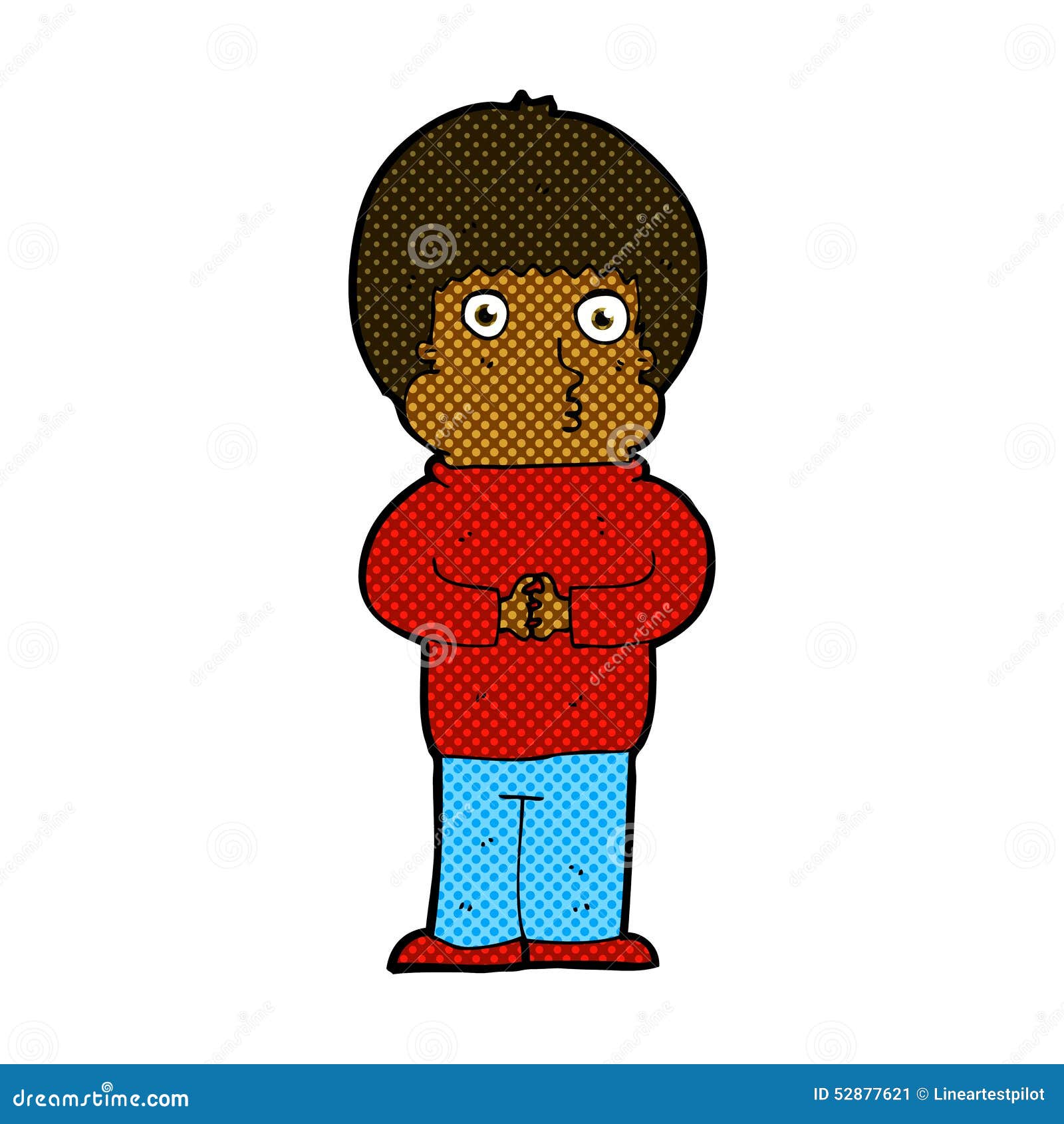 Comic cartoon shy boy stock illustration. Illustration of hand - 52877621