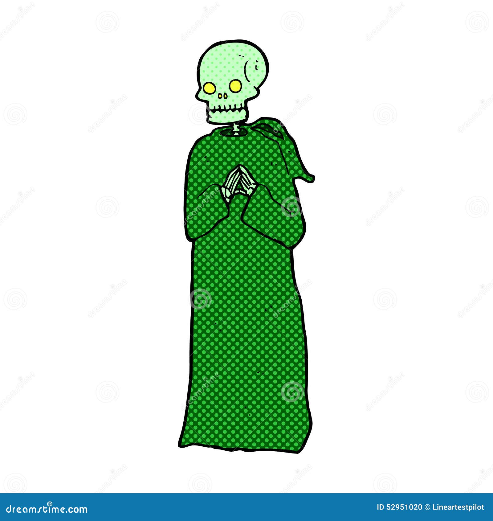 Comic Cartoon Skeleton in Black Robe Stock Illustration - Illustration ...