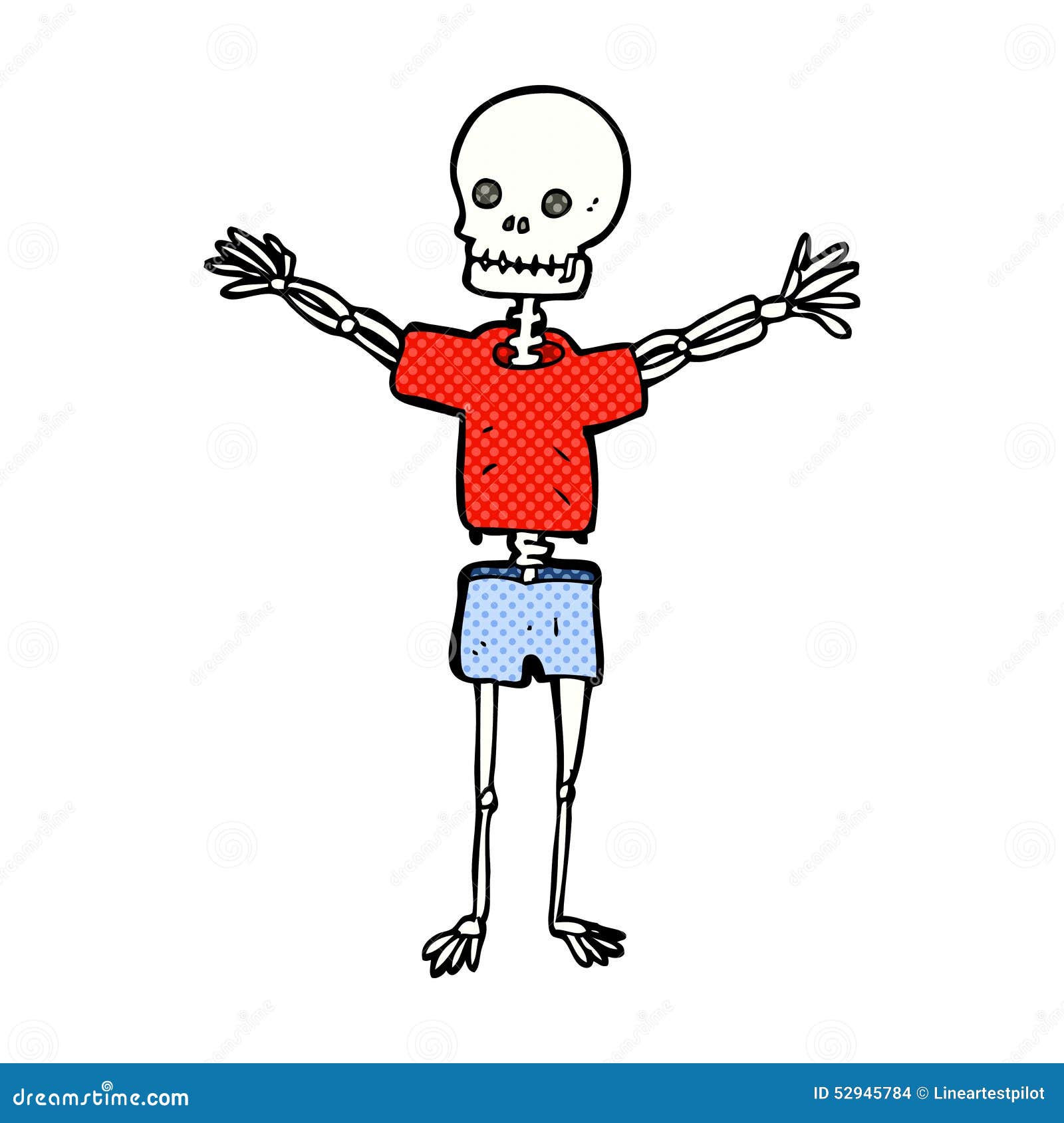 Comic Cartoon Skeleton in Clothes Stock Illustration - Illustration of ...