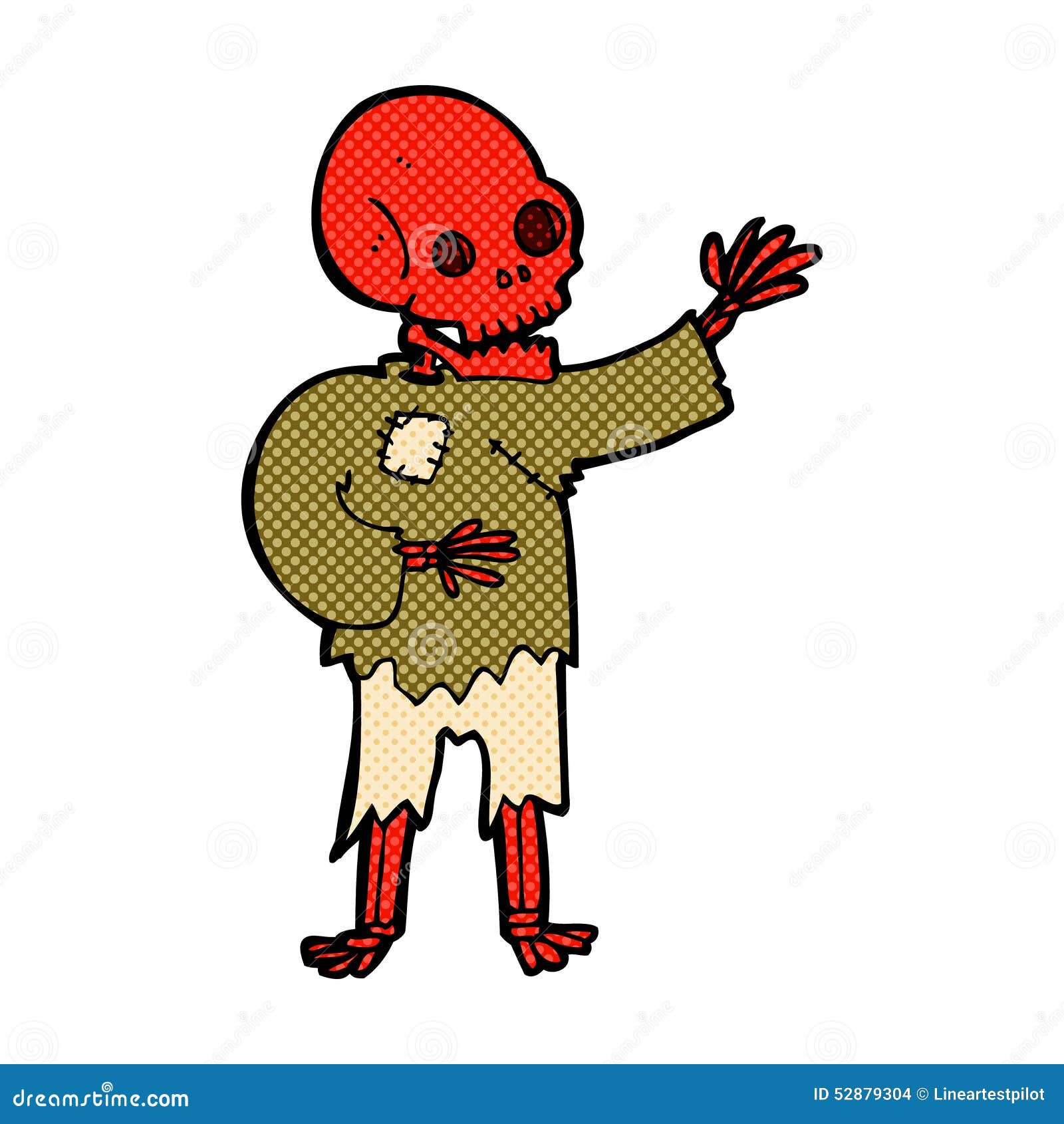 Comic Cartoon Skeleton Waving Stock Illustration - Illustration of book ...