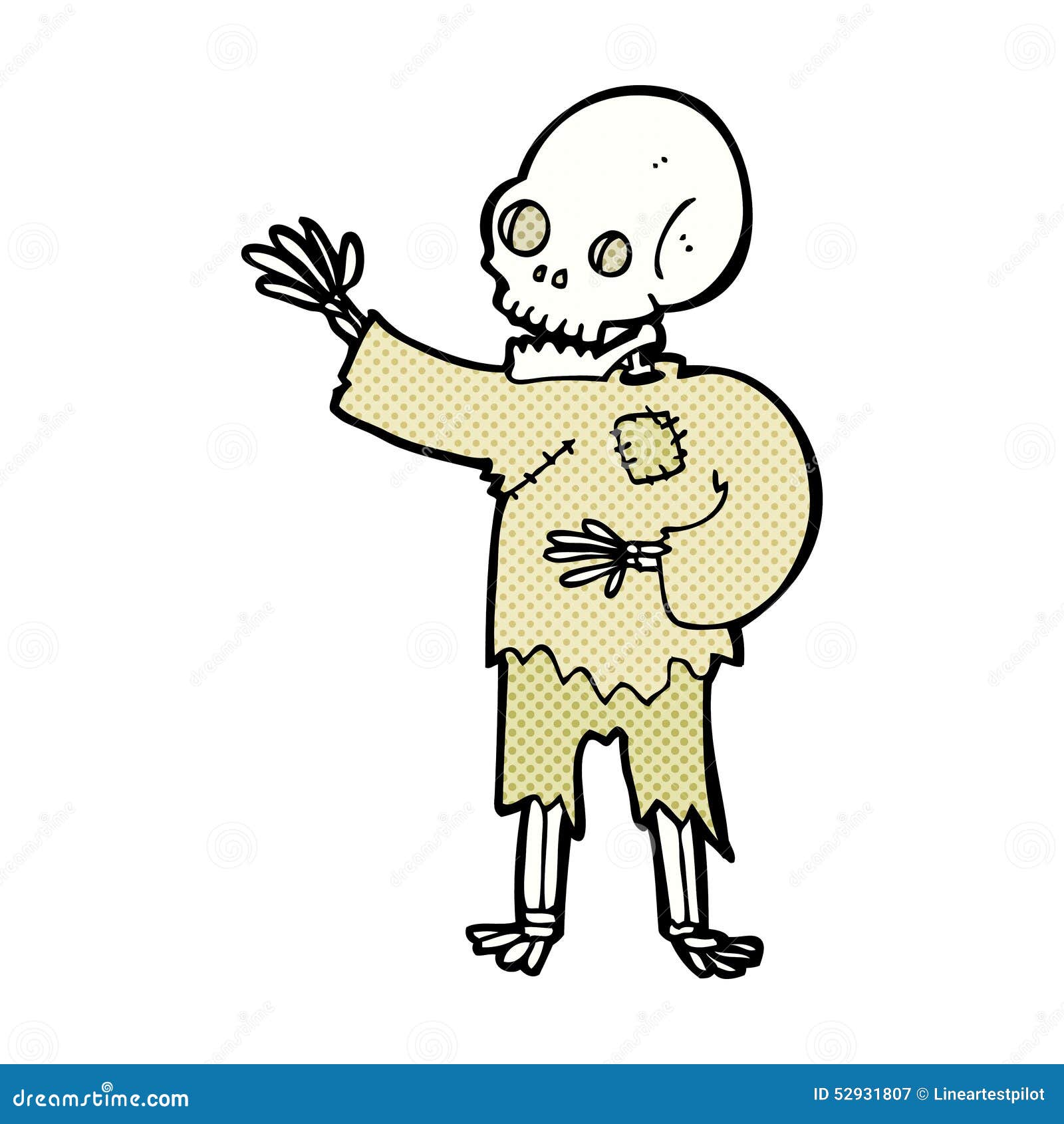 Comic Cartoon Skeleton Waving Stock Illustration - Illustration of ...