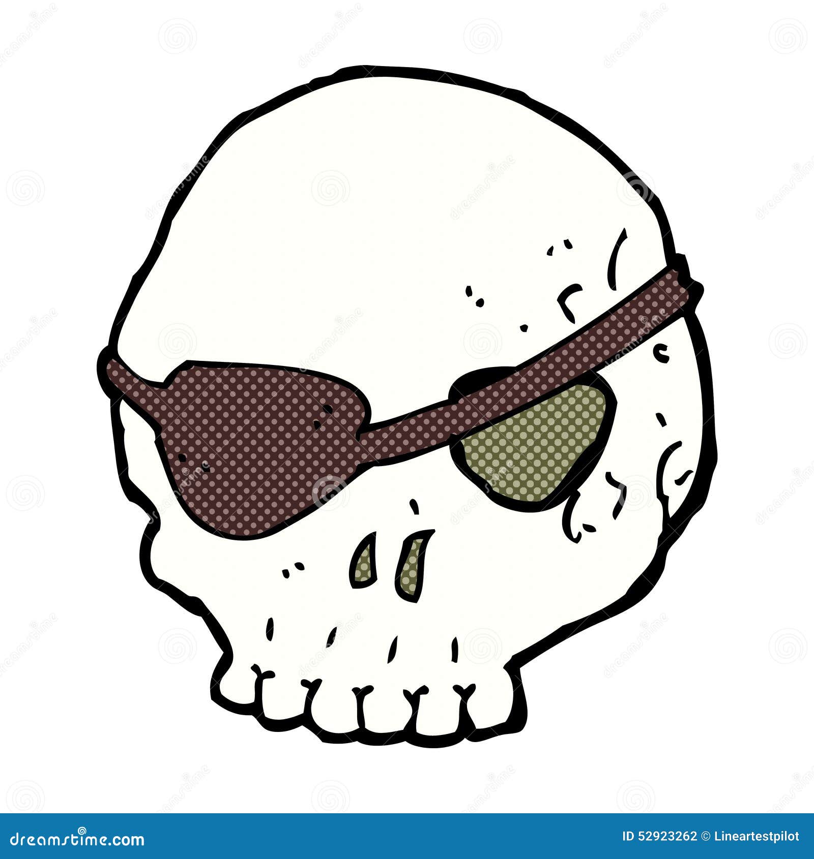 Comic Cartoon Skull with Eye Patch Stock Illustration - Illustration of ...