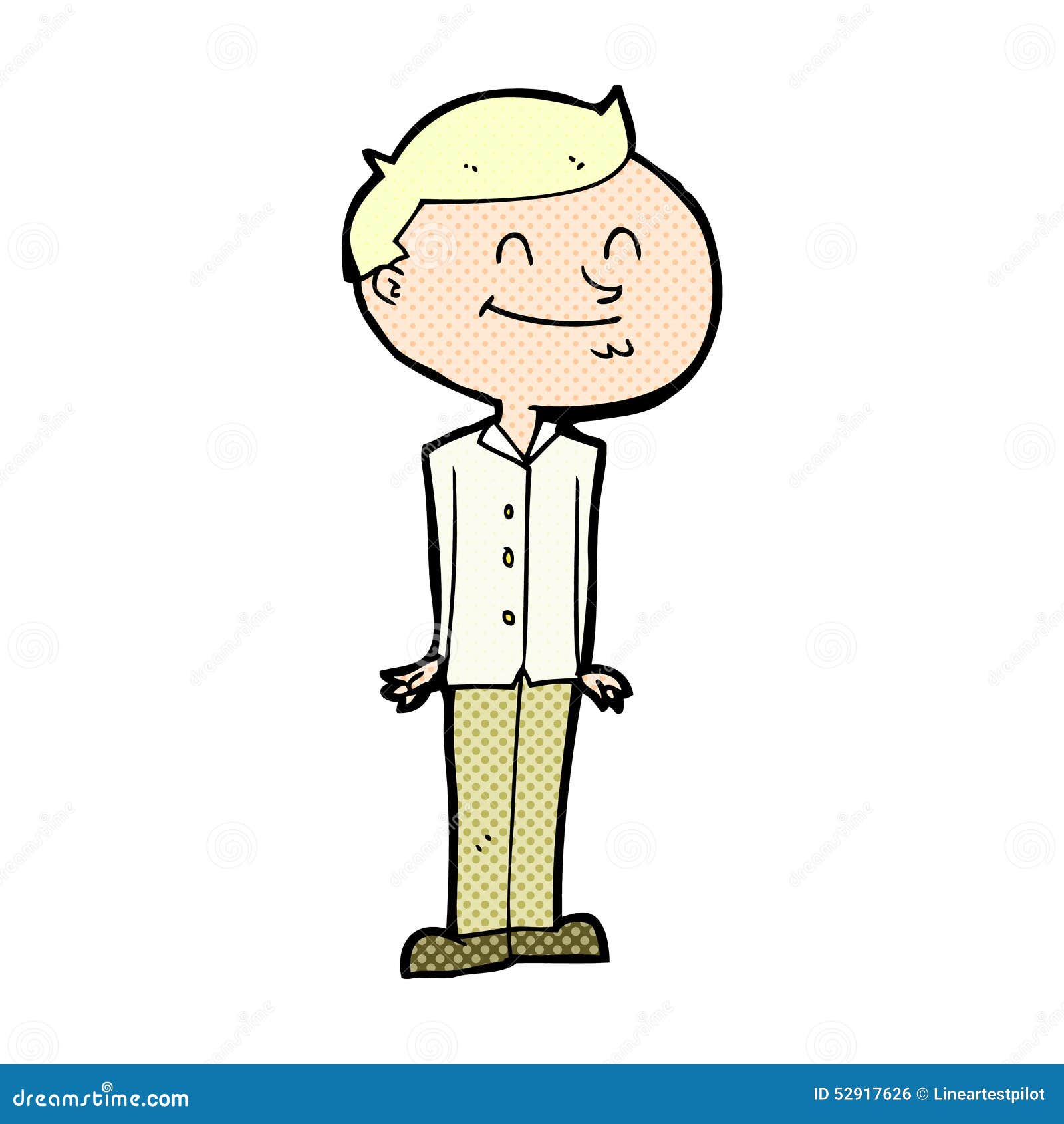 Comic cartoon smiling man stock illustration. Illustration of happy ...