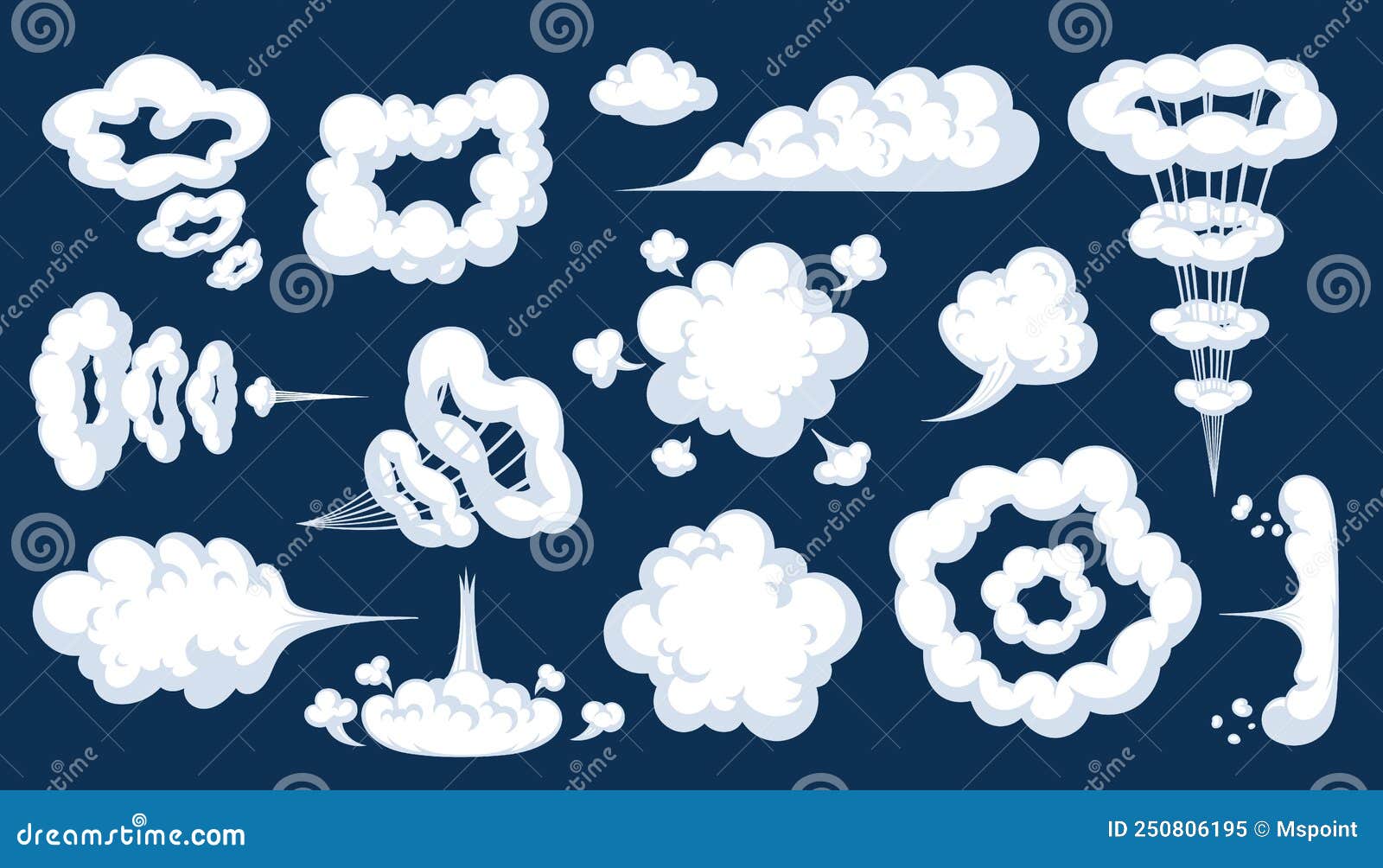 Comic Cartoon Smoke or Cloud, Vector Speed Motion Effects Stock Vector ...