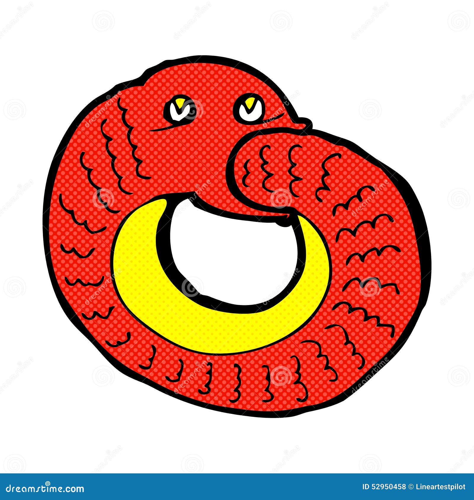 Comic Cartoon Snake Eating Own Tail Stock Illustration - Illustration ...