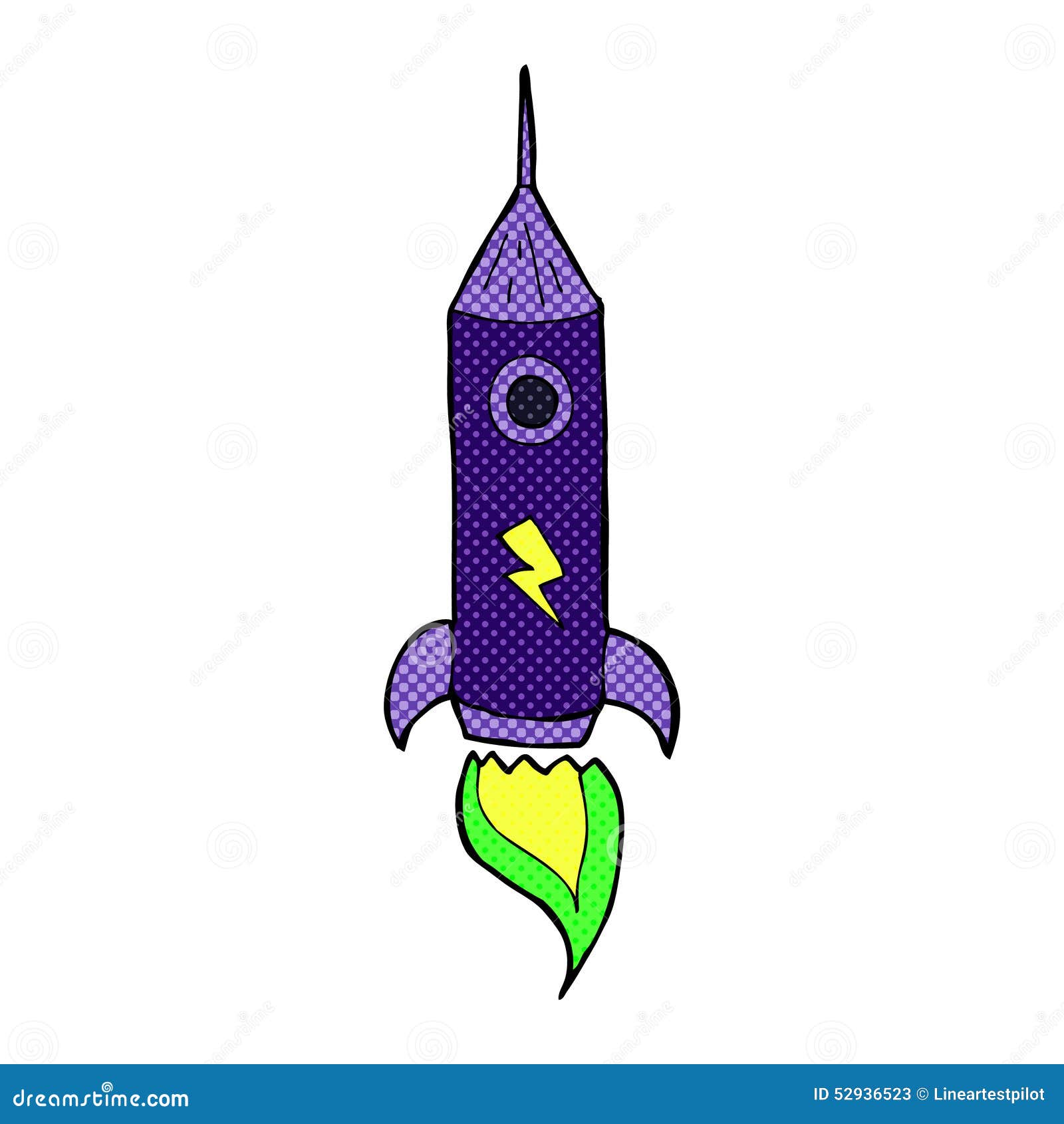 Comic cartoon space rocket stock illustration. Illustration of book ...
