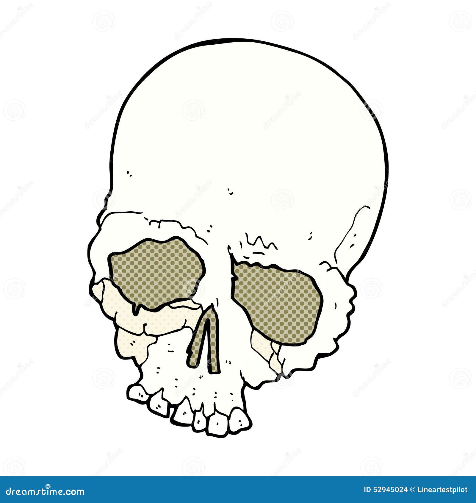 Comic Cartoon Spooky Old Skull Stock Illustration - Illustration of ...