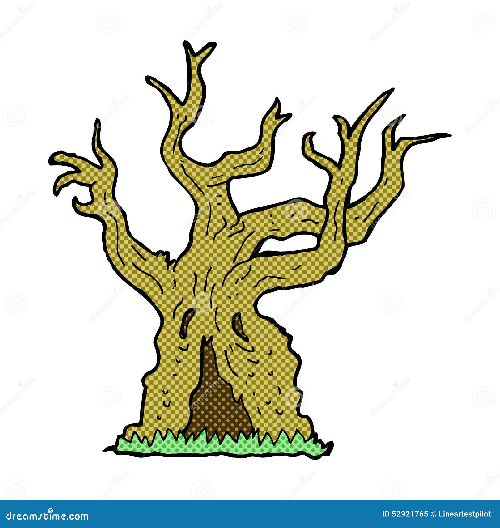 Comic Cartoon Spooky Old Tree Stock Illustration - Illustration of ...