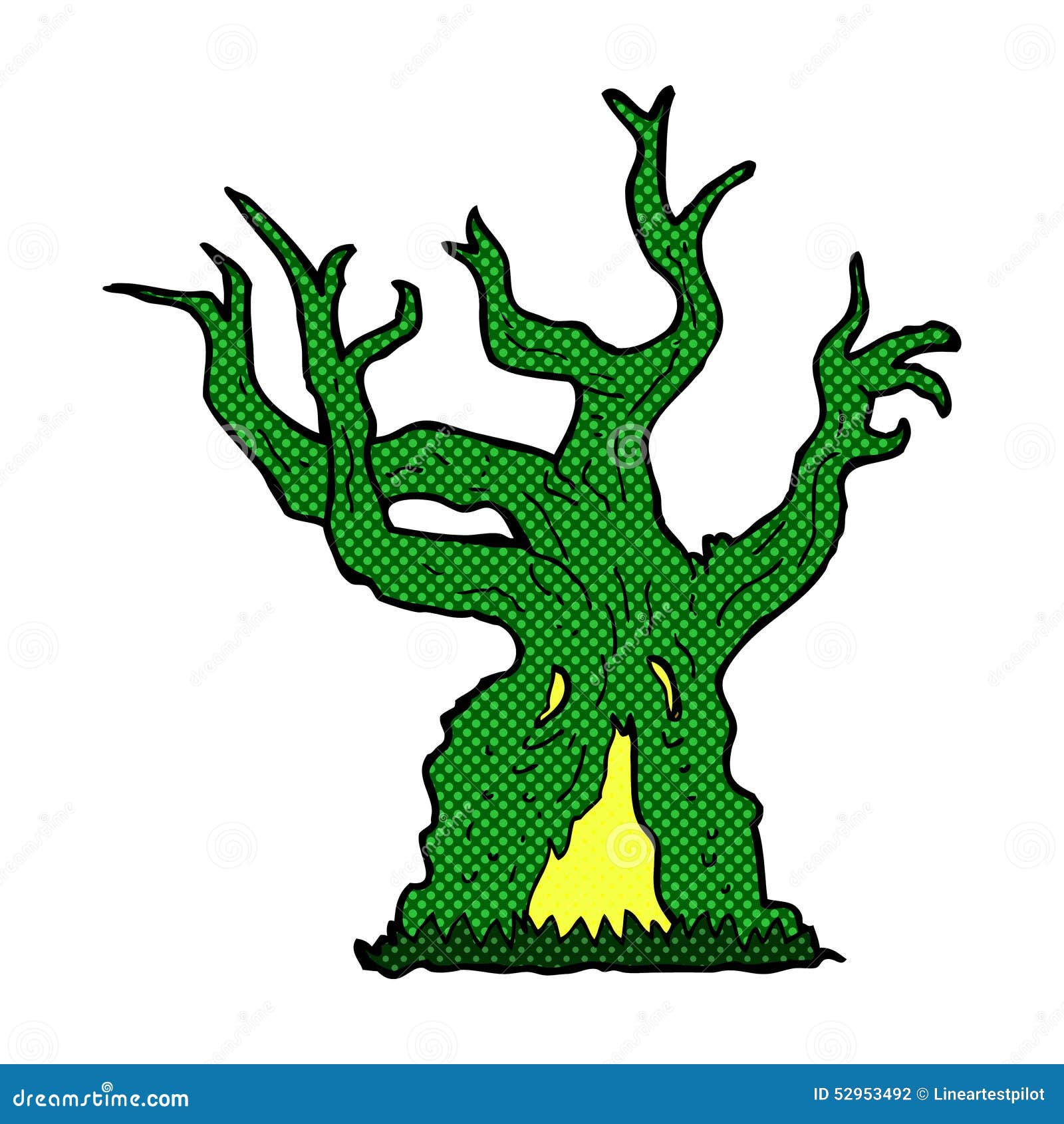 Comic Cartoon Spooky Old Tree Stock Illustration - Illustration of ...