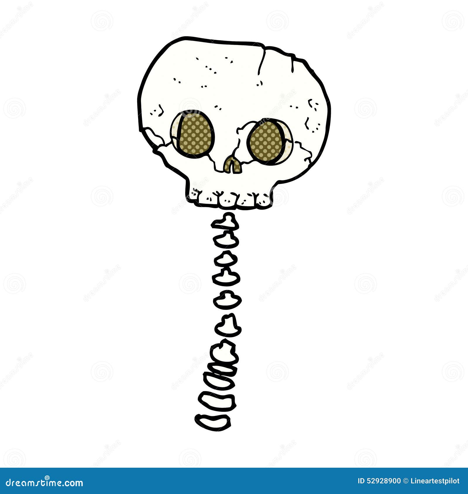 Comic Cartoon Spooky Skull and Spine Stock Illustration - Illustration ...